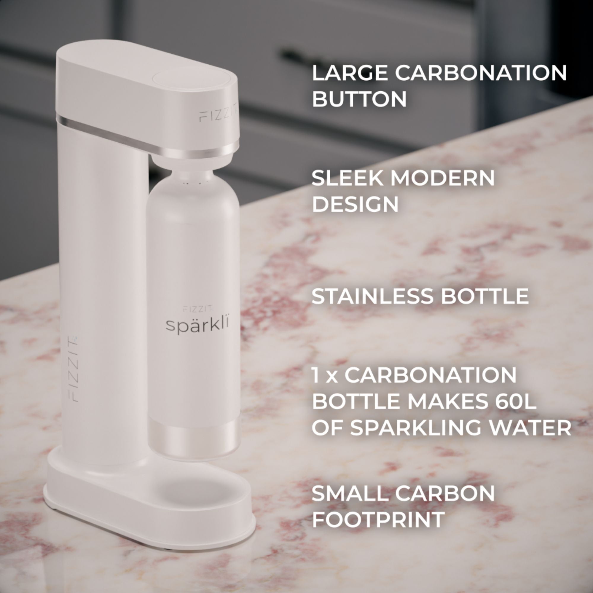 Stainless Steel White Sparkling Water and Soda Maker Machine with 3 ...