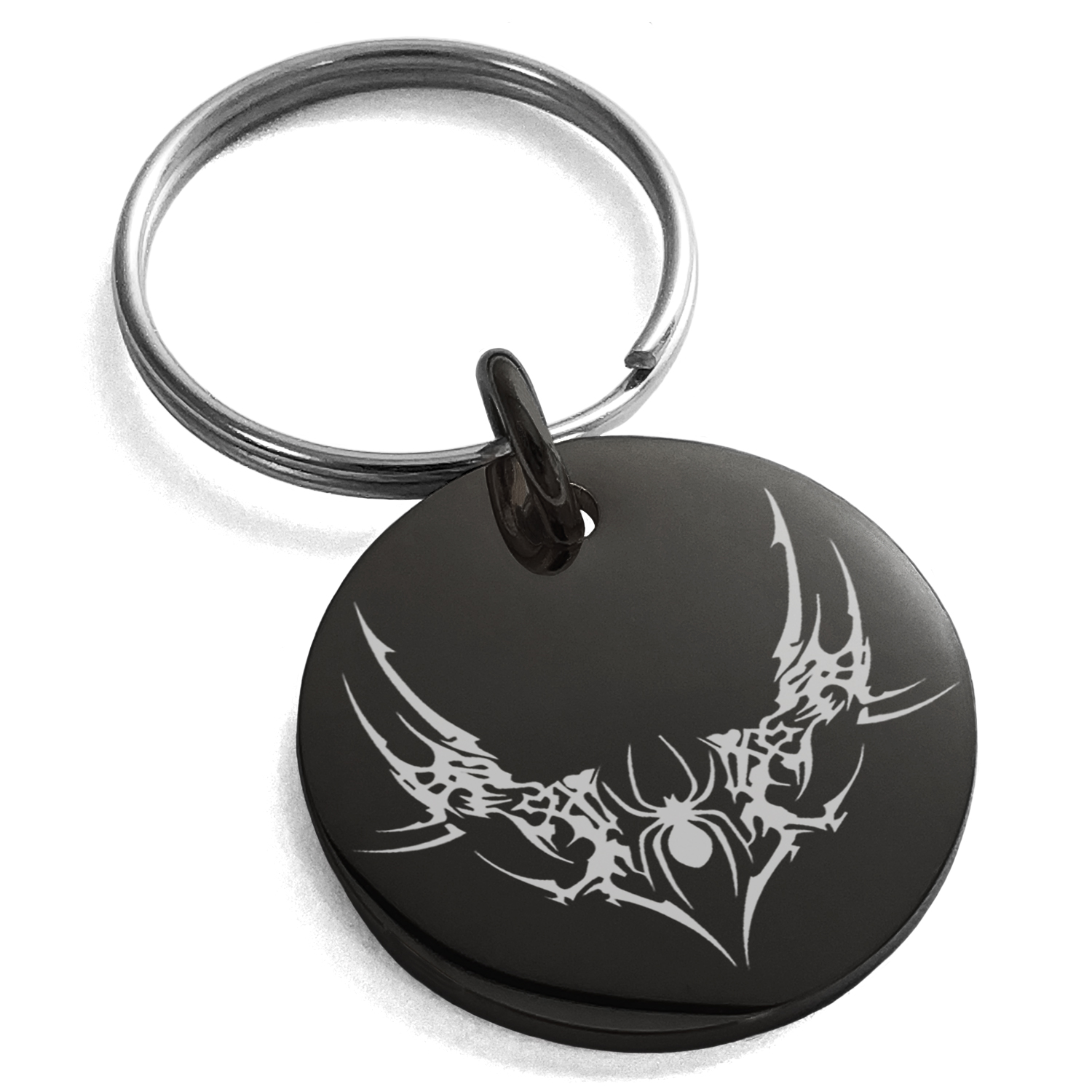 Stainless Steel Wicked Black Widow Engraved Small Medallion Circle ...