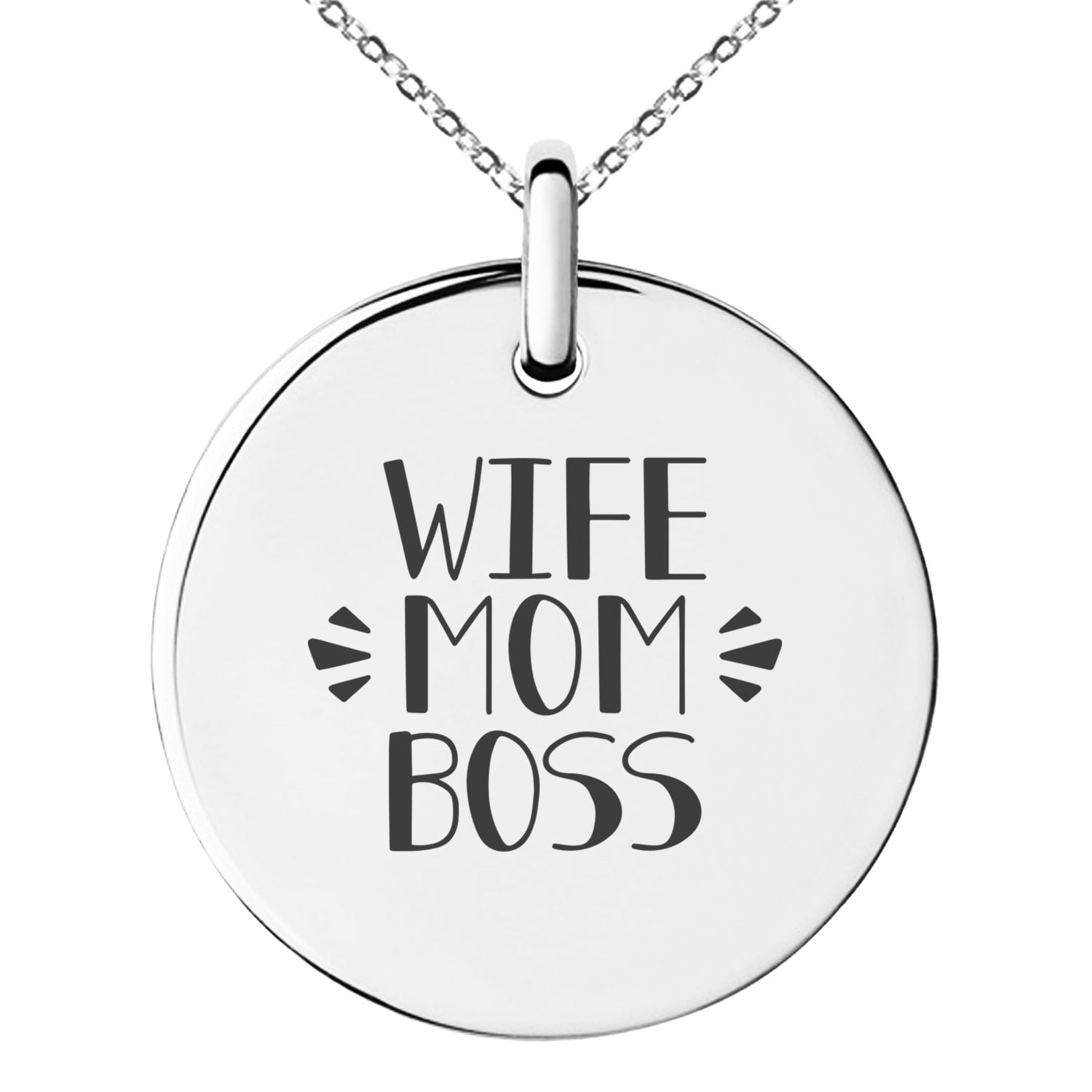 Tioneer Stainless Steel Wife Mom Boss Small Medallion Circle Charm ...