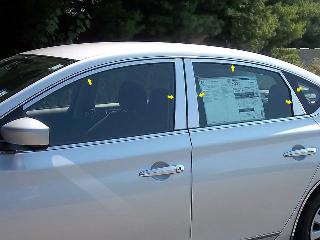 Stainless Steel Window Trim 12Pc Fits 2013-2019 Nissan Sentra WP13575 ...