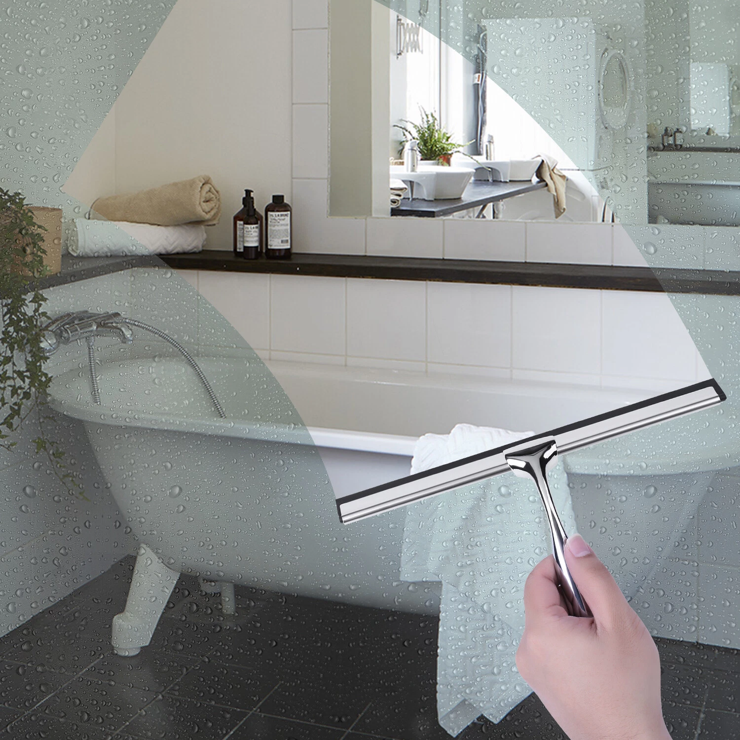 Stainless Steel Window Wiper Cleaner Squeegee For Shower Mirror Glass ...