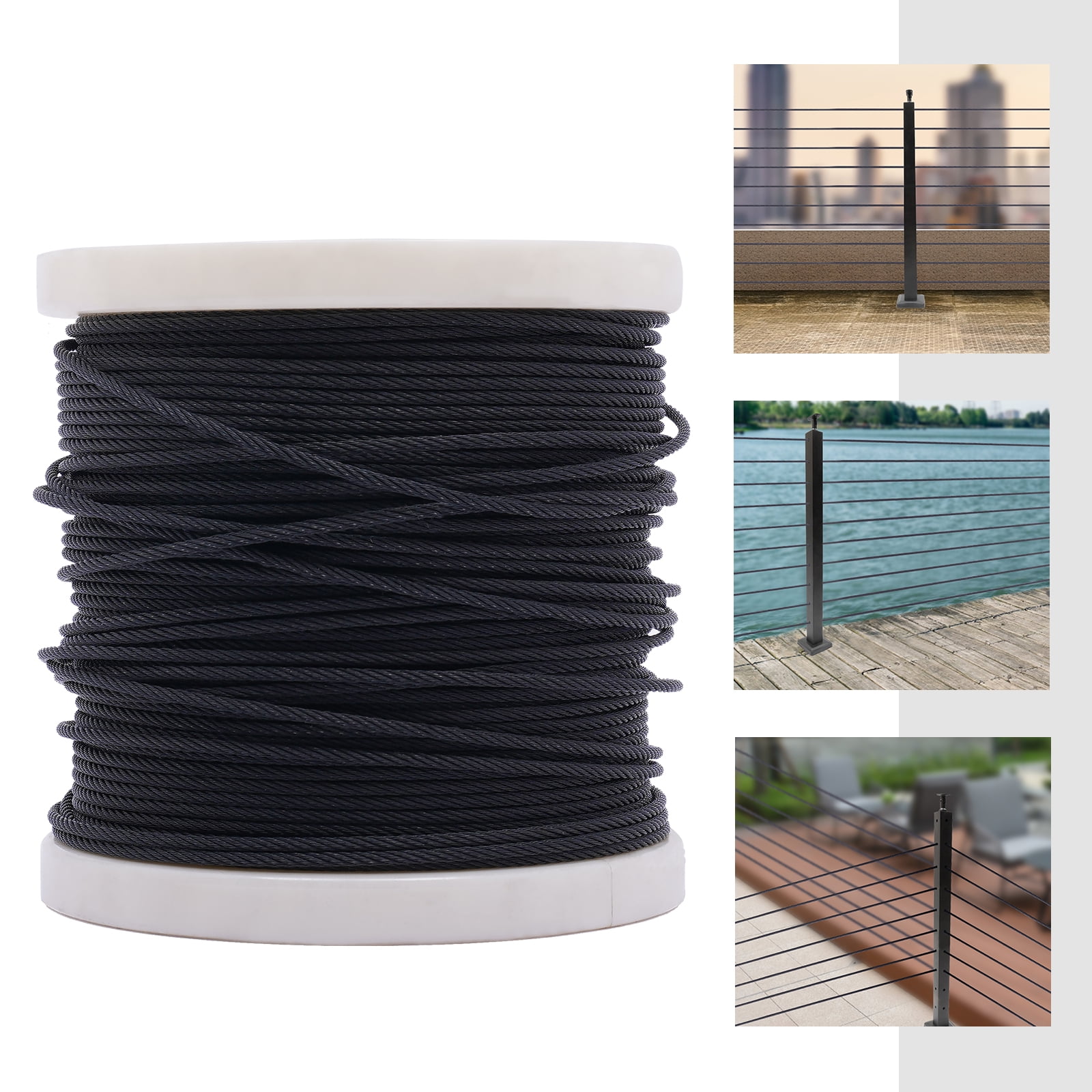 Stainless Steel Wire 400ft Black Wire Rope,T316 Stainless Steel Cable 1 ...