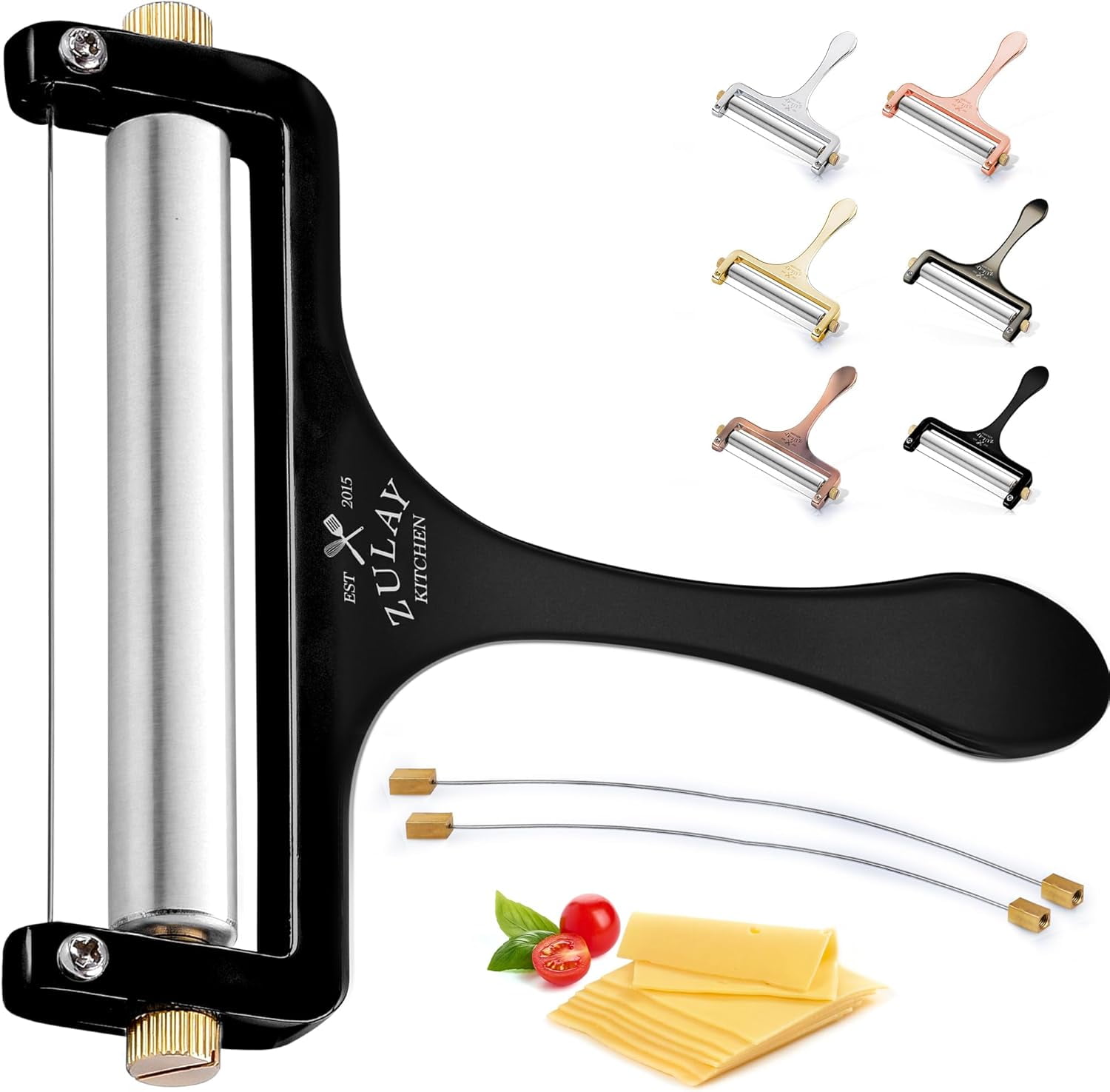 Stainless Steel Wire Cheese Slicer - Adjustable Hand Held Cutter with 2 ...