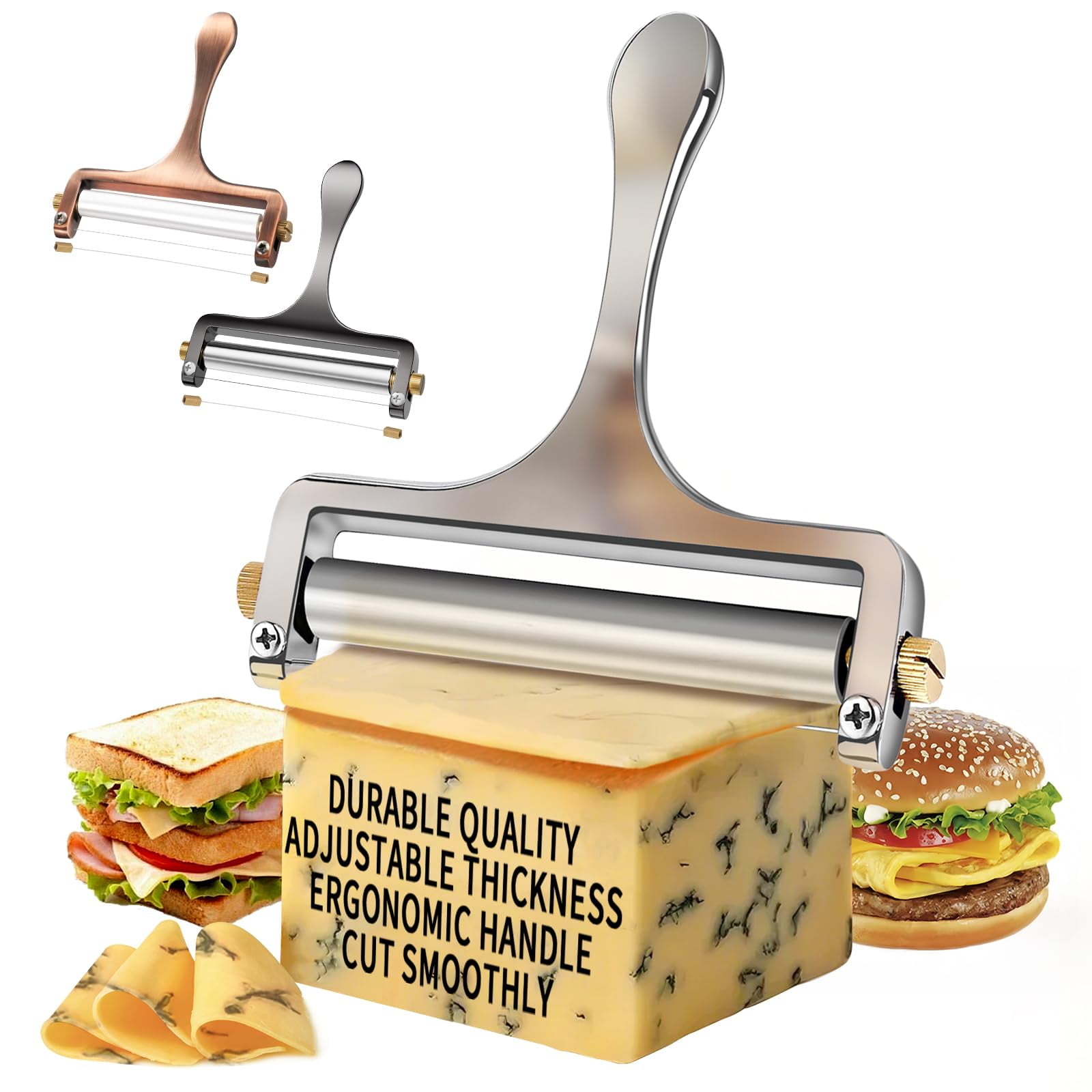 Cheese Slicer Stainless Steel Wire Cutter, Adjustable Handheld Tool for ...