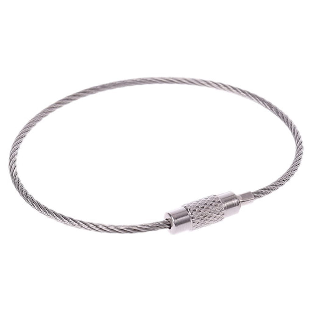 Stainless Steel Wire Keychain Cable Key Ring Chain Outdoor Luggage Tag ...