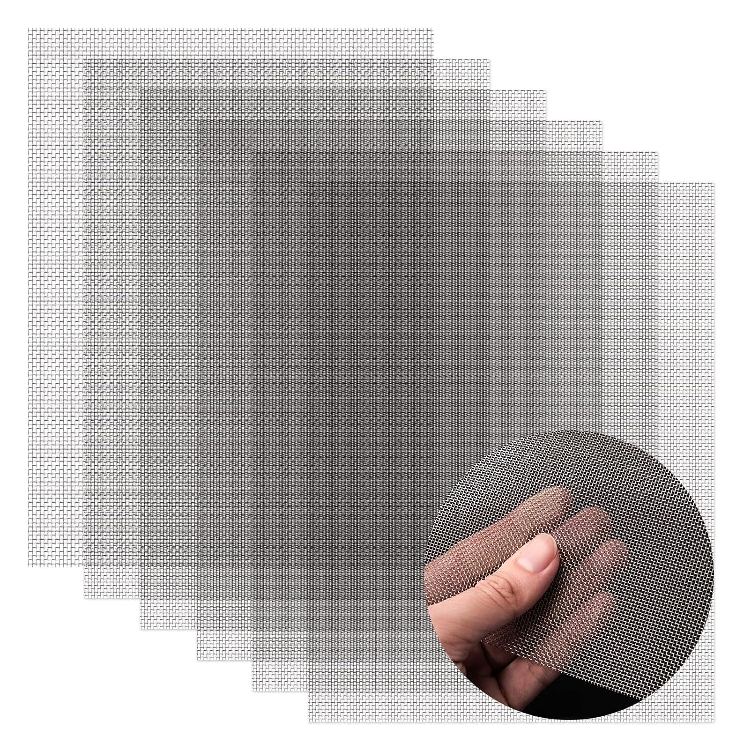 Stainless Steel Wire Mesh Screen 6 Pack, 12"x8" Rust Proof Metal Mesh ...