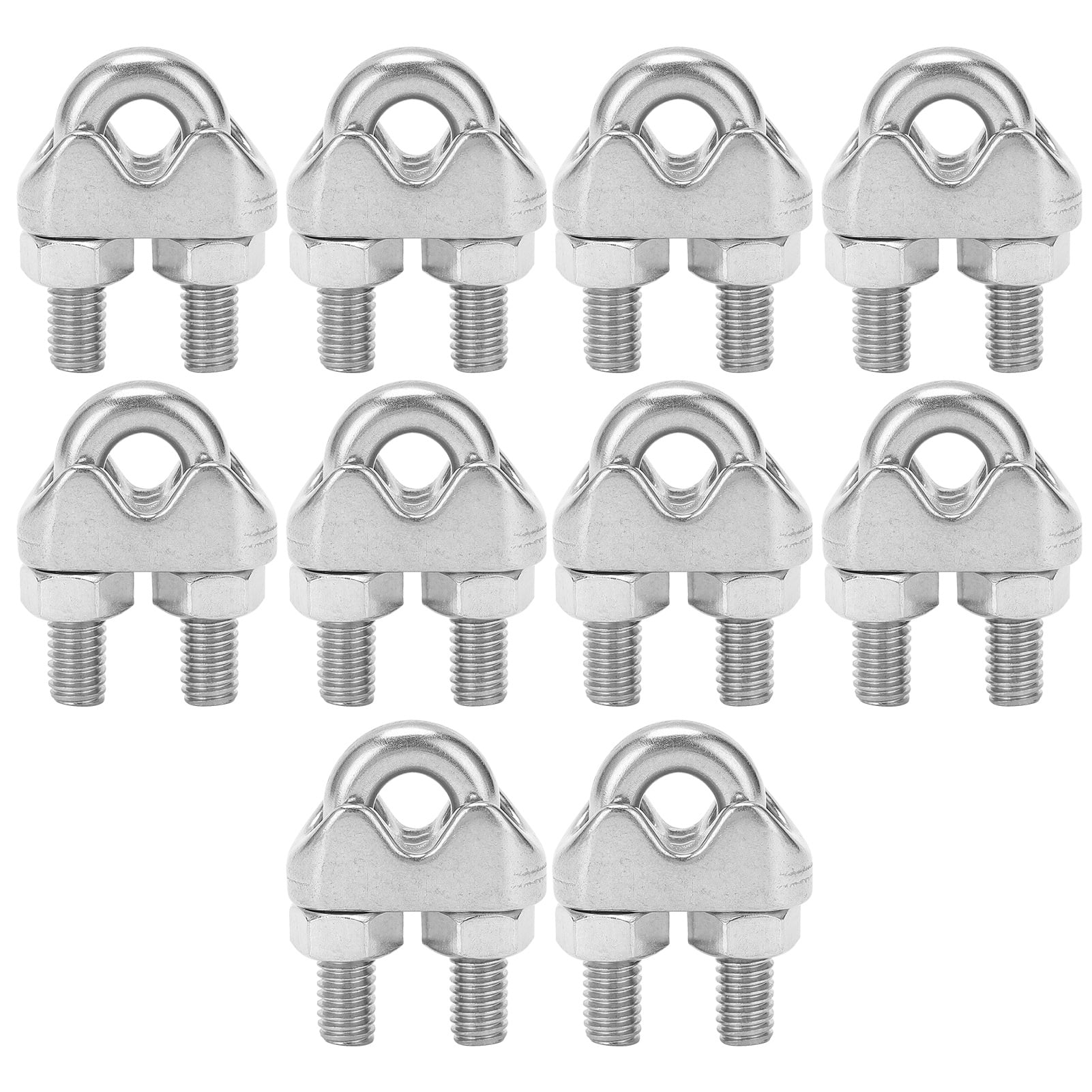Stainless Steel Wire Rope Clamps, 1/4 Inch M6, 10 Pieces, Heavy Duty U ...