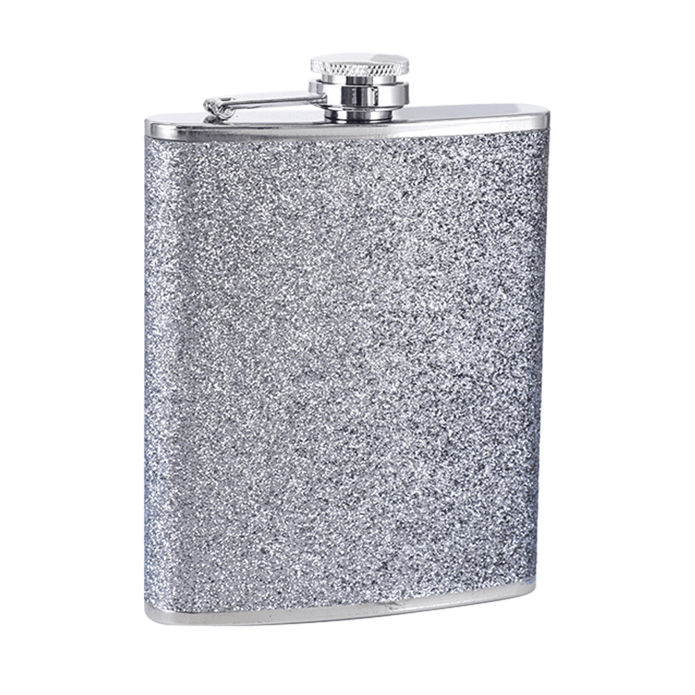 Stainless Steel With Colorful Glitter Hip Flask - Stores 6 Ounces ...