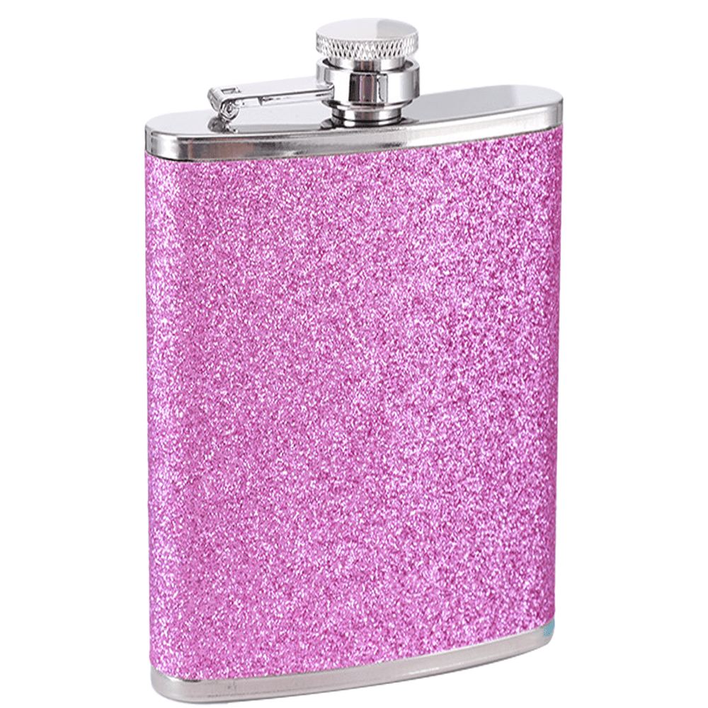 Stainless Steel With Colorful Glitter Hip Flask - Stores 6 Ounces ...