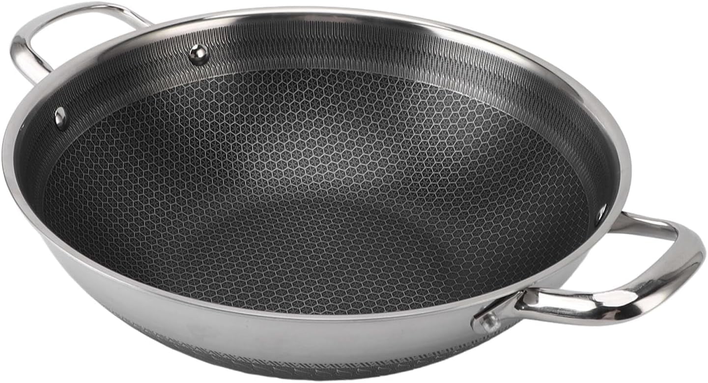 Stainless Steel Wok Pan, 316 Stainless Steel Wok Pan with Nonstick Coating Frying Pan Skillet ...