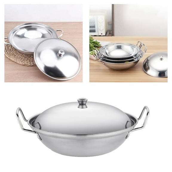 Steel Saute Pan Dual Handle Cookware Portable Heated Evenly ...