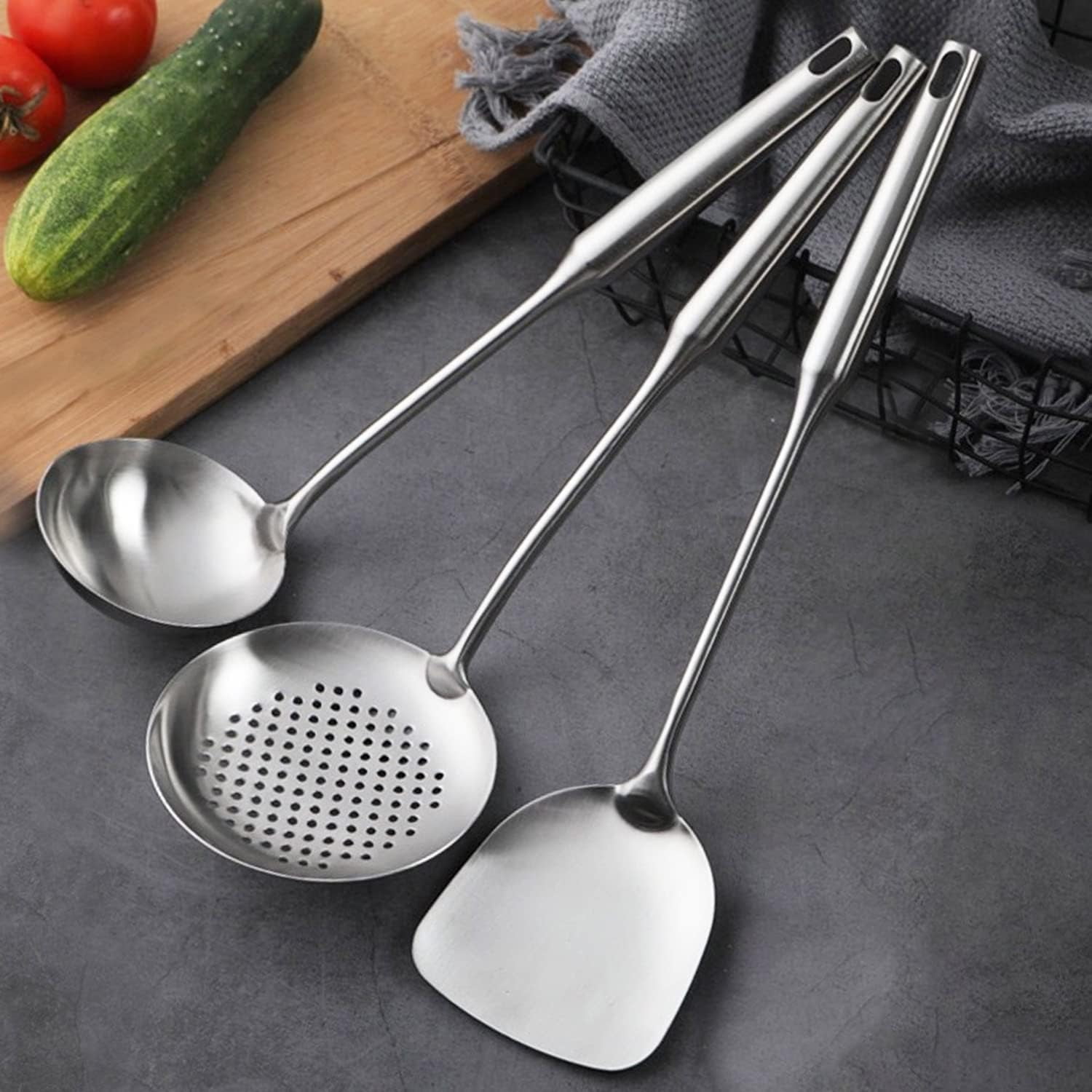 Stainless Steel Wok Spatula, Wok Utensils for Carbon Steel, Wok Tools ...