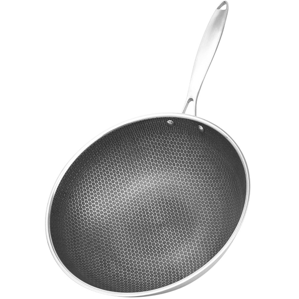 Stainless Steel Wok Stir-fry Pan Frying Honeycomb Kitchen Cookware ...