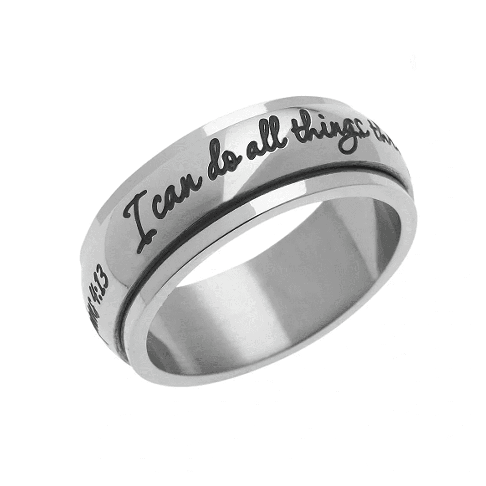 Stainless Steel Women's Men's Spinner Ring - I Can Do All Things ...