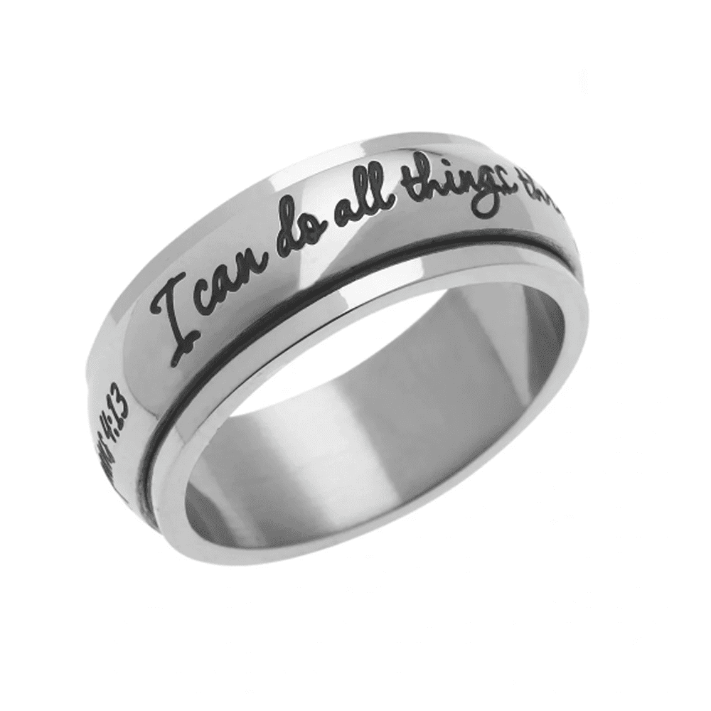Stainless Steel Women's Men's Spinner Ring - I Can Do All Things ...