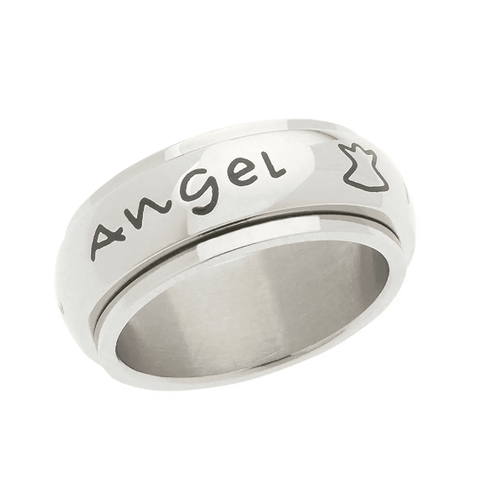 Stainless Steel Women's Men's Spinner Ring - Protected By An Angel ...