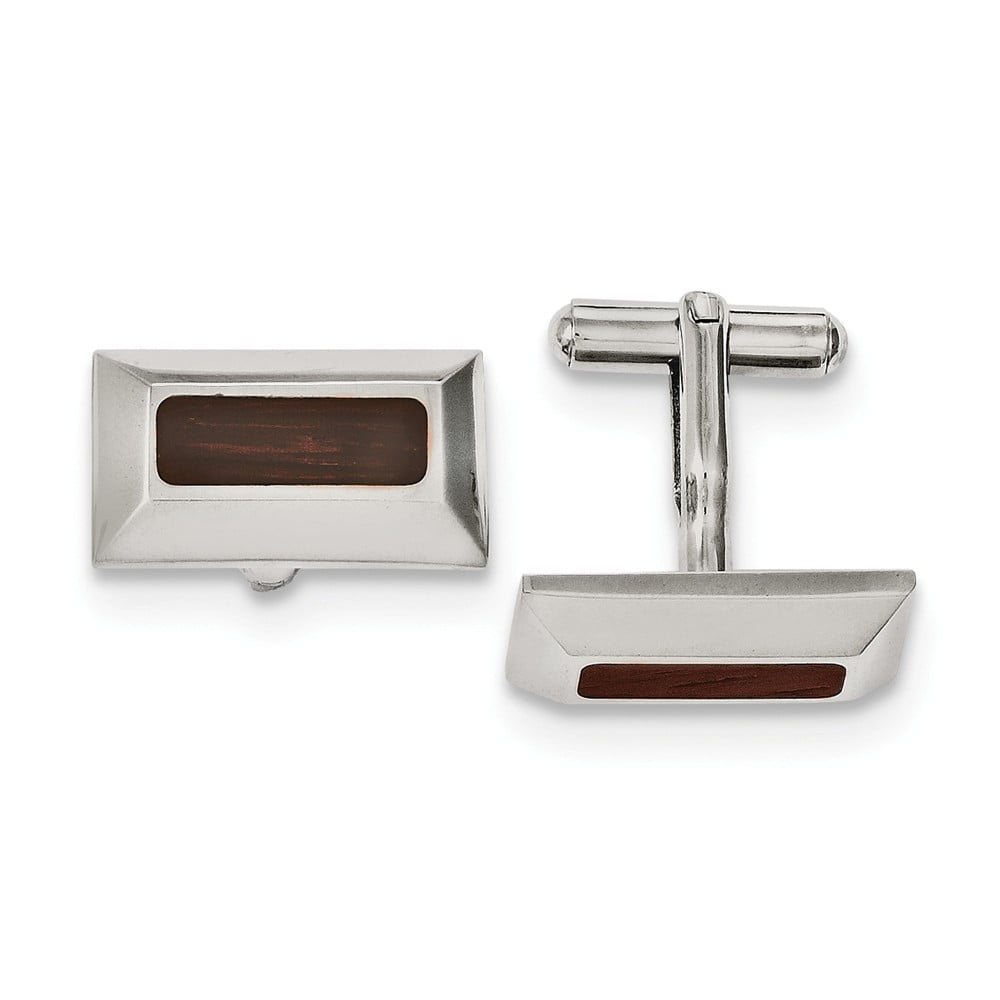 Stainless Steel Wood Inlay Cuff Links - Walmart.com