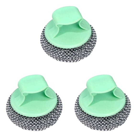 Stainless Steel Wool Scrubber with Handle, Heavy Duty Pot Scrubbers ...