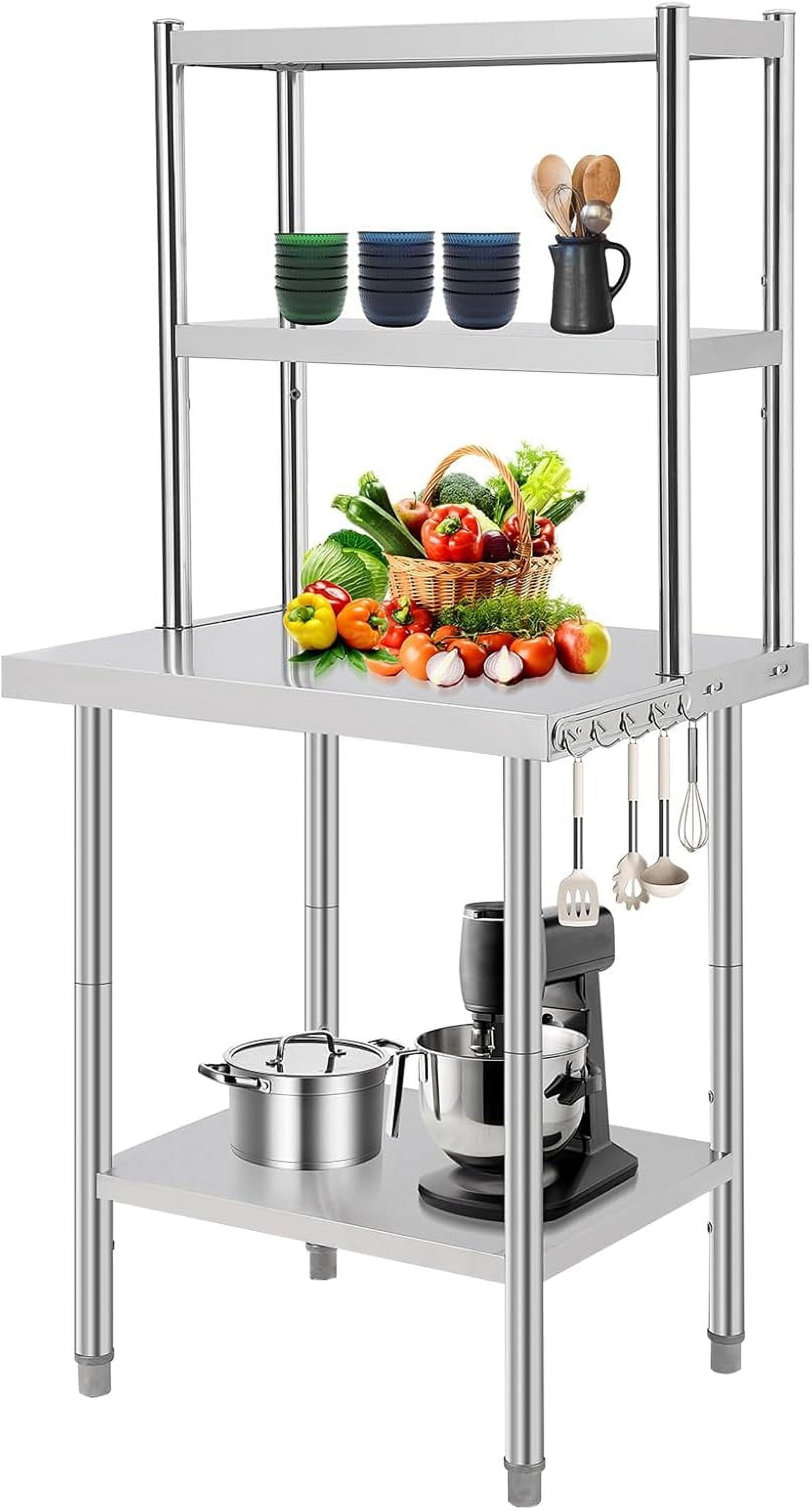 Stainless Steel Work Table with 2 Shelves, 30x24 Inch Heavy Duty ...