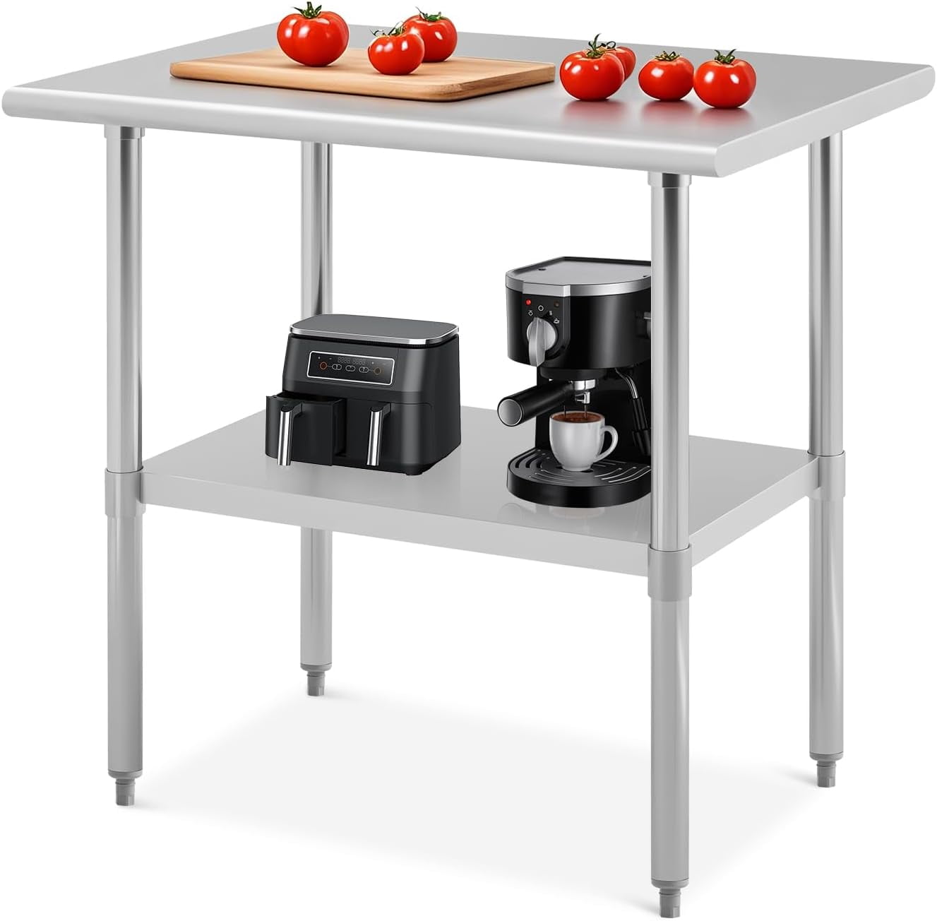 Stainless Steel Work Table,2-Tier Commercial Metal Worktable With ...