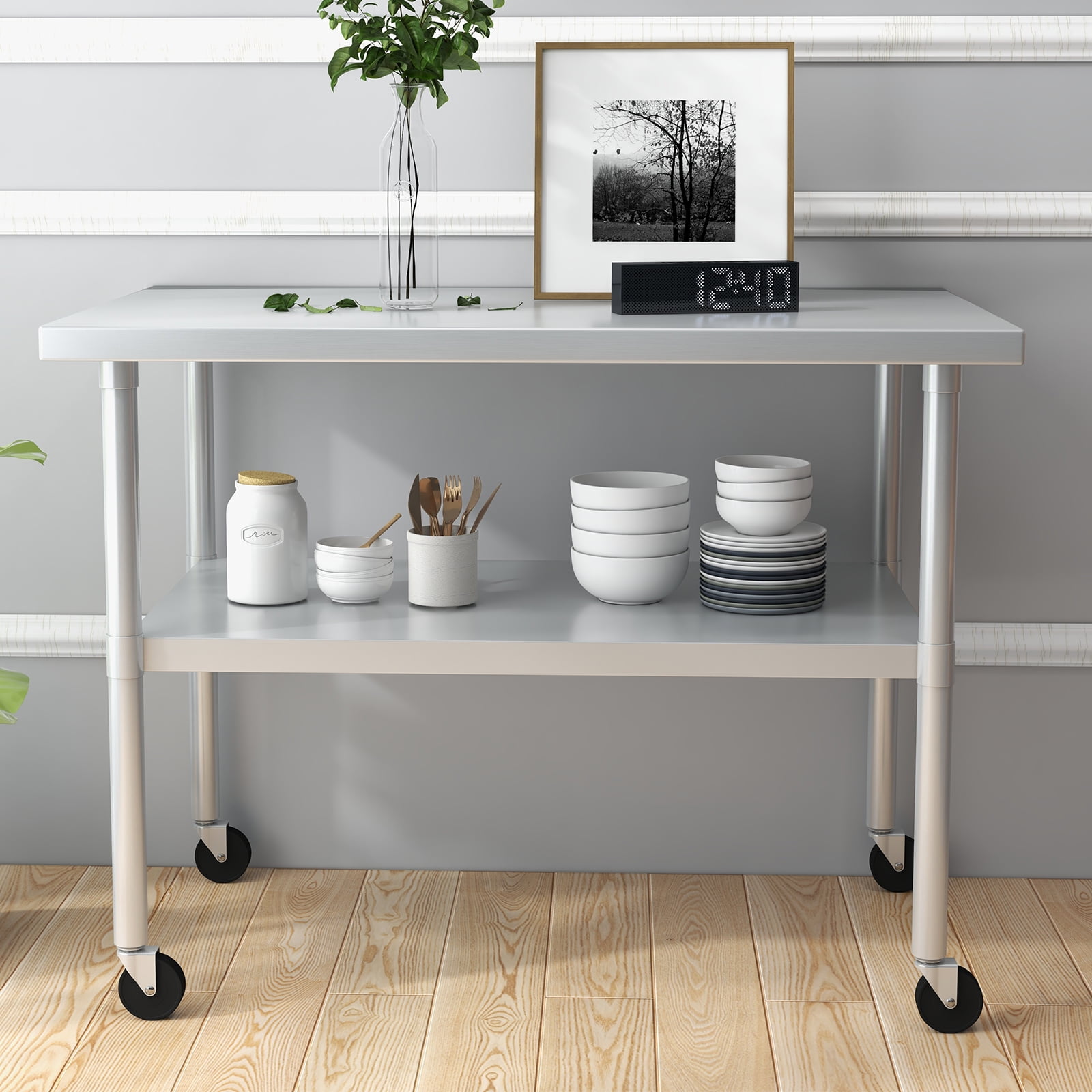 Stainless Steel Work Table 30" x 18" with Undershelf, [NSF Certified ...