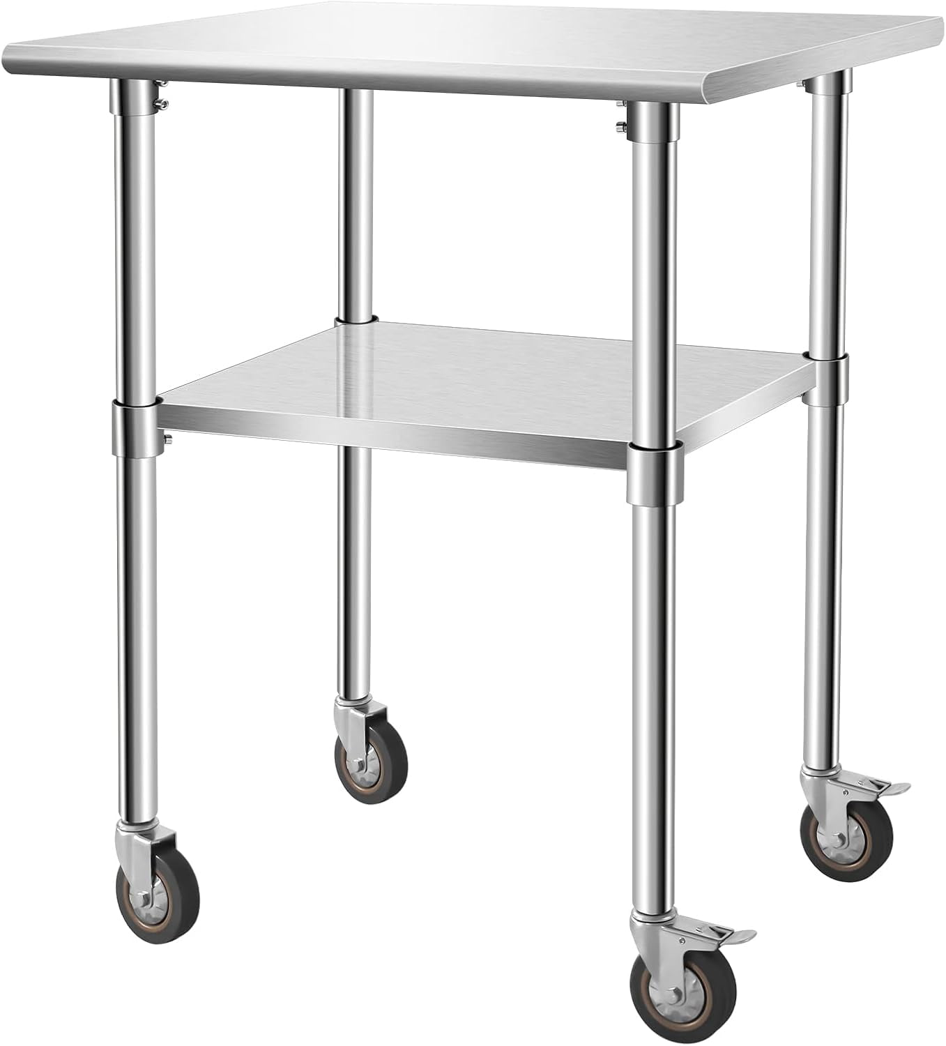 Stainless Steel Work Table with Casters, 36 x 30 x 32 Inch Heavy Duty Kitchen Prep Table for ...