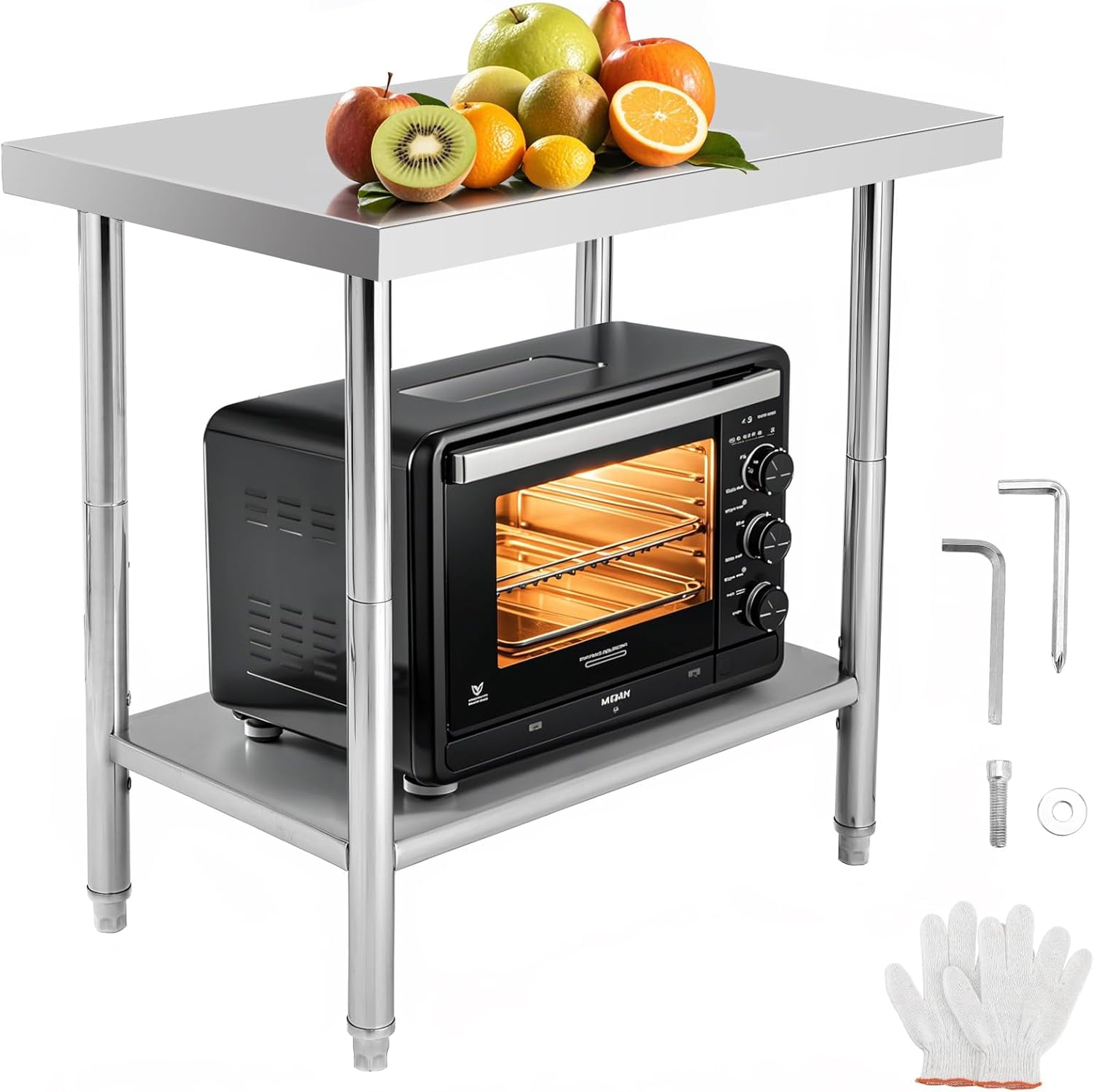 Stainless Steel Work Table Commercial, Heavy Duty Metal Utility Table w ...