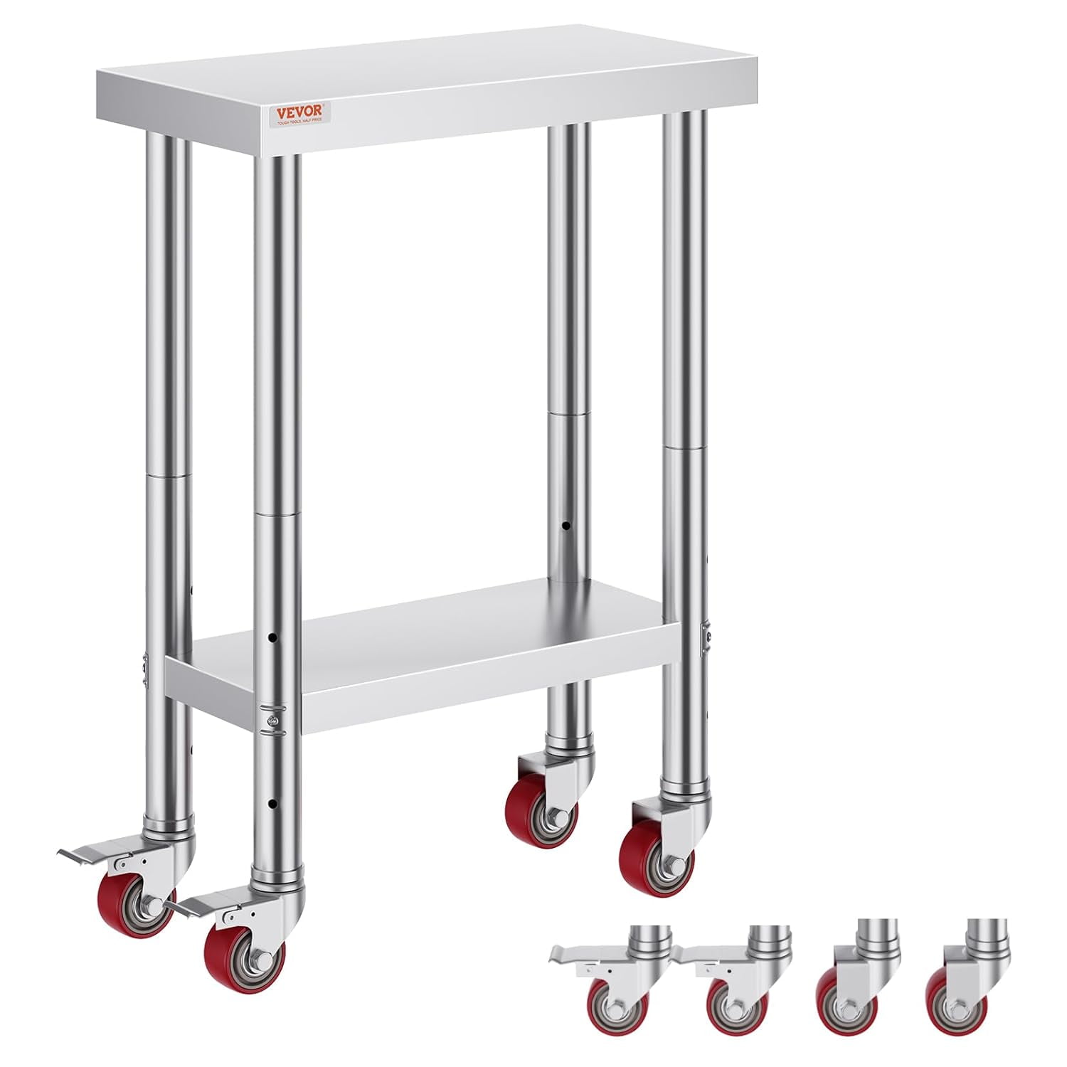 Stainless Steel Work Table with Wheels 24 x 12 x 32 Inch Prep Table ...