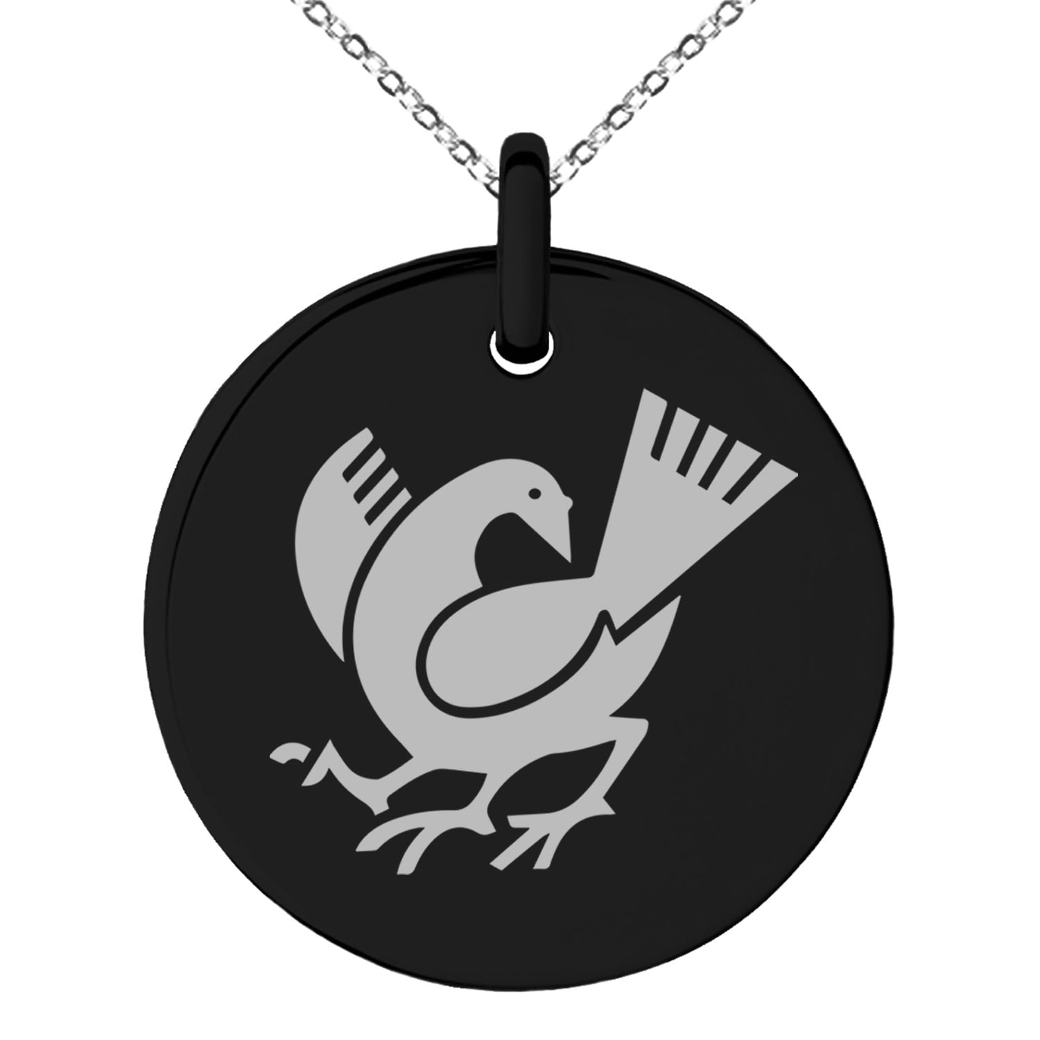 Stainless Steel Yata Crow Kamon Crest Engraved Small Medallion Circle ...
