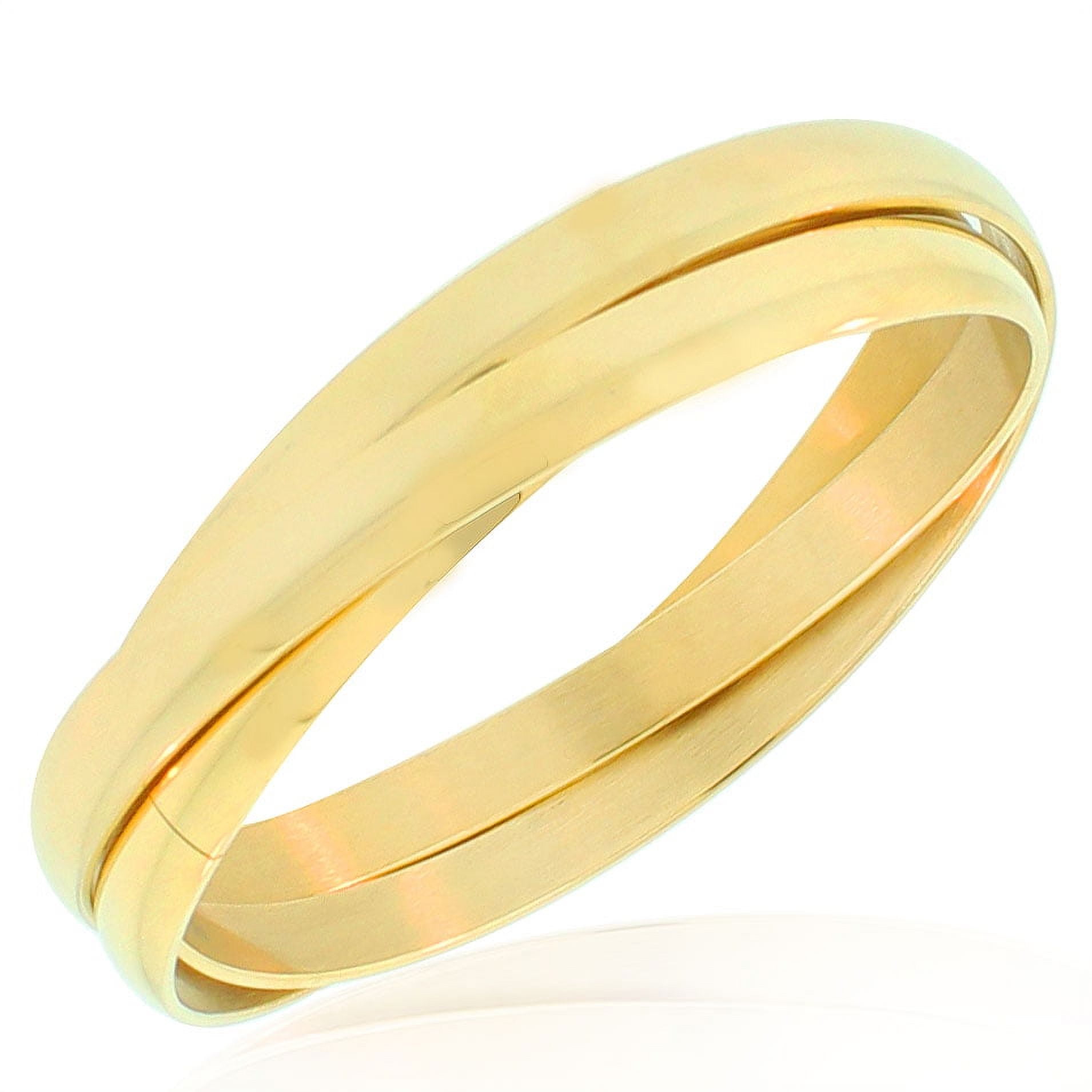 Stainless Steel Yellow Gold-Tone Wide Interlocked Triple Three Bangle ...