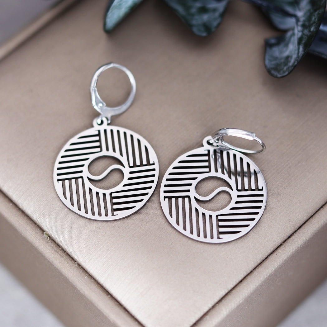 Stainless Steel Yin Yang Mandala Earrings Dainty Karma Pendant Earrings ...