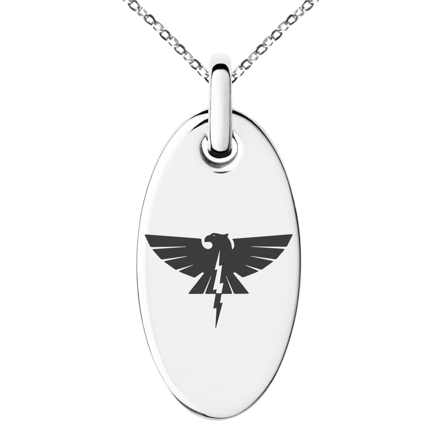 Tioneer Stainless Steel Zeus Greek God of Sky Engraved Small Oval Charm ...
