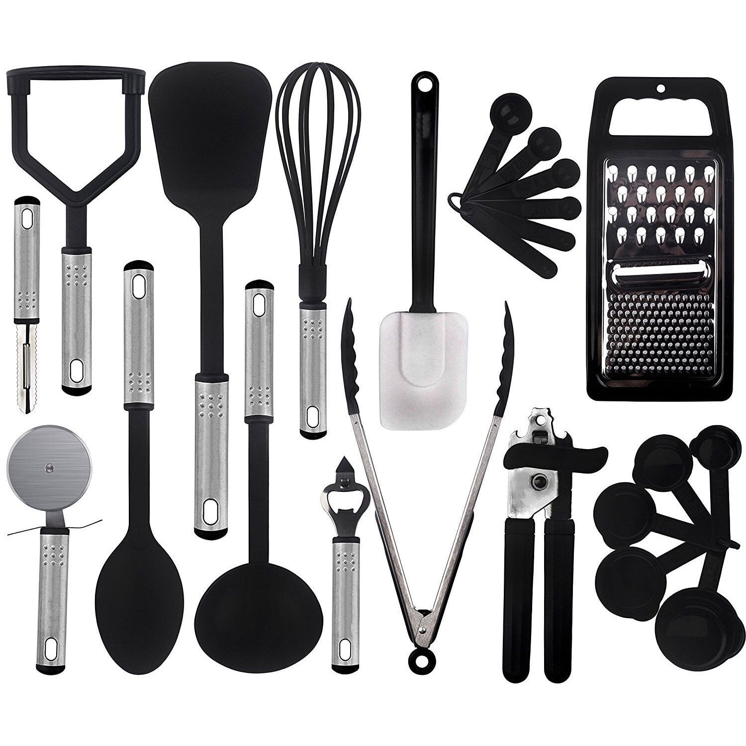 Stainless Steel and Nylon Complete Kitchen Utensil Set, 23 Pieces Heat ...