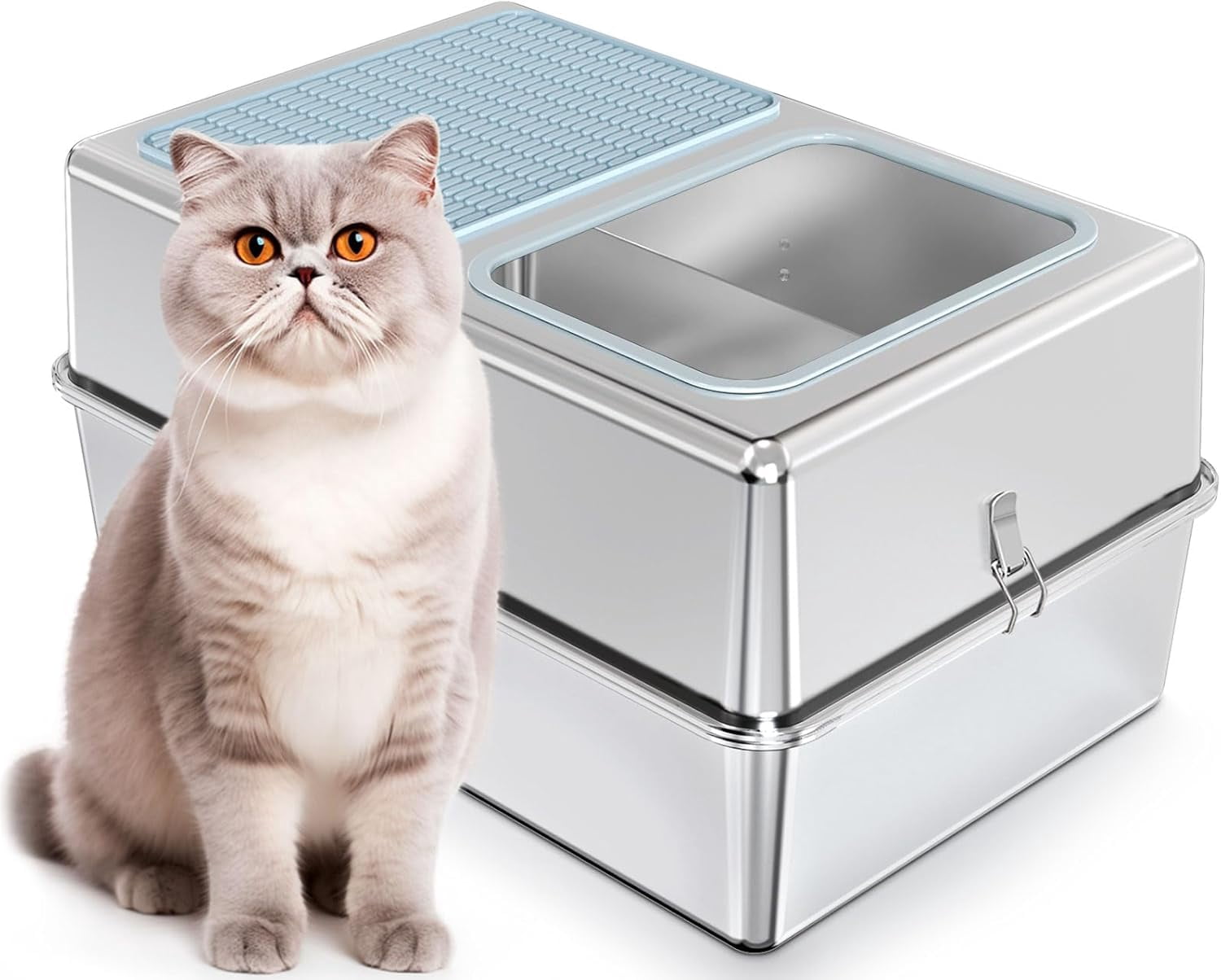 Stainless Steel cat Litter Box - Enclosed Large cat Litter Boxes ...
