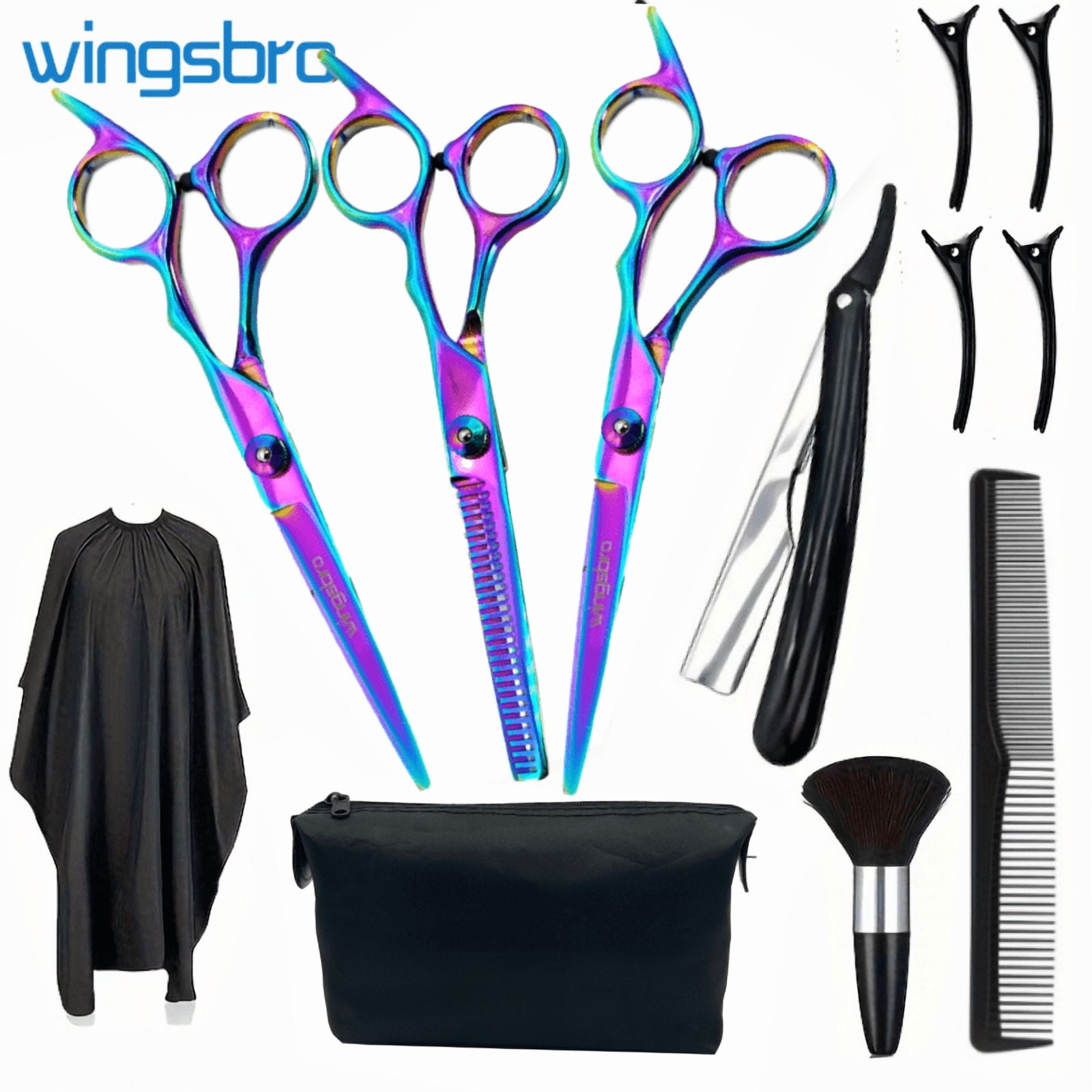 Stainless Steel wingsbro Hairdressing Scissors Set, Flat & Thinning ...