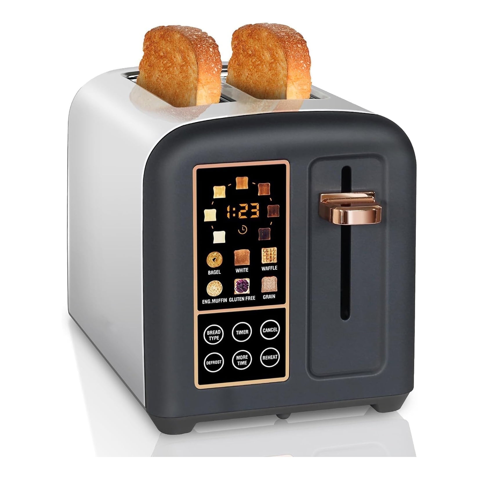 Stainless Toaster LCD Display&Touch Buttons, 6 Bread Selection, 7 Shade ...
