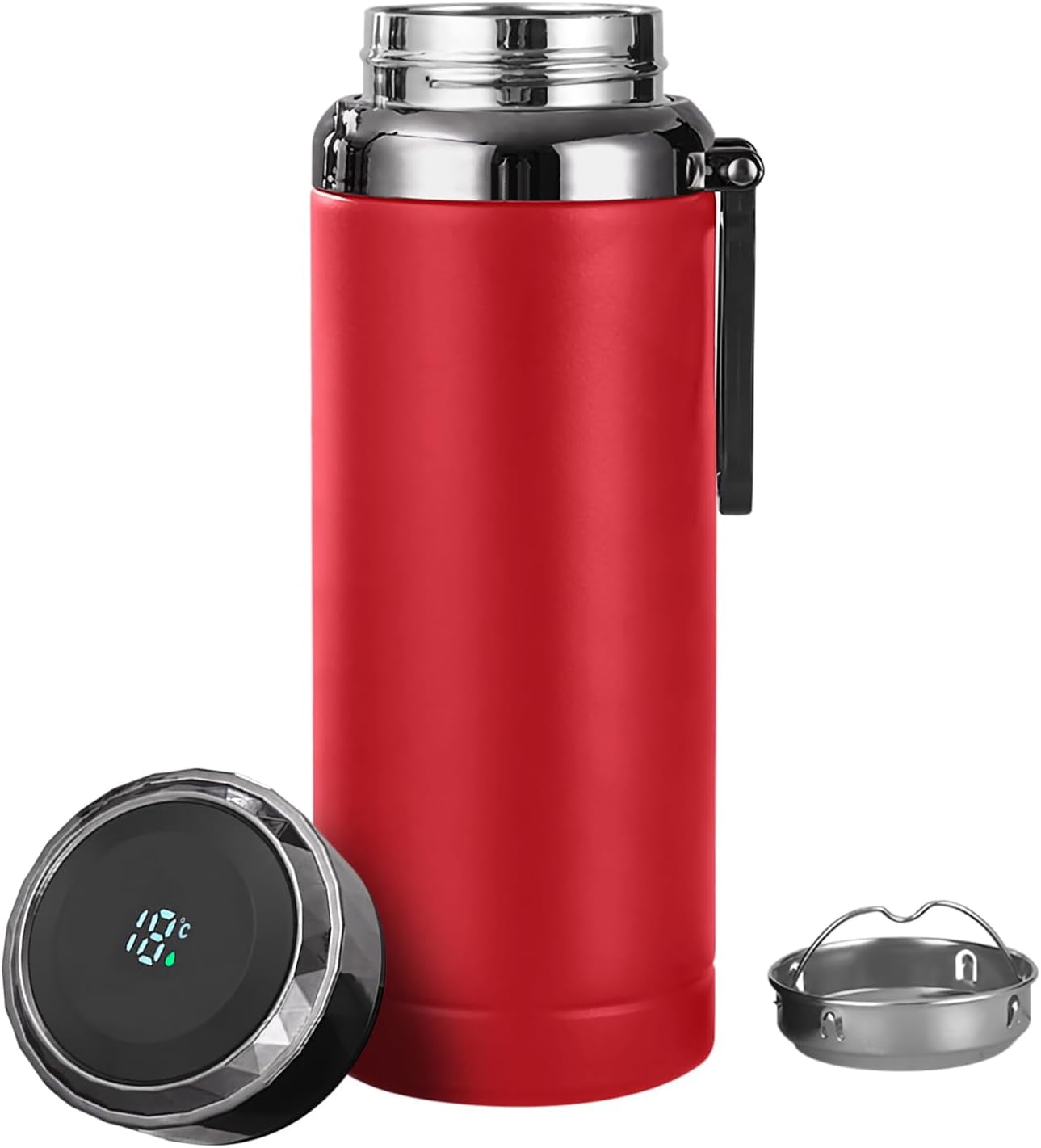 Stainless Water Bottle Temp Display Double Wall Leak Proof Wide Mouth ...