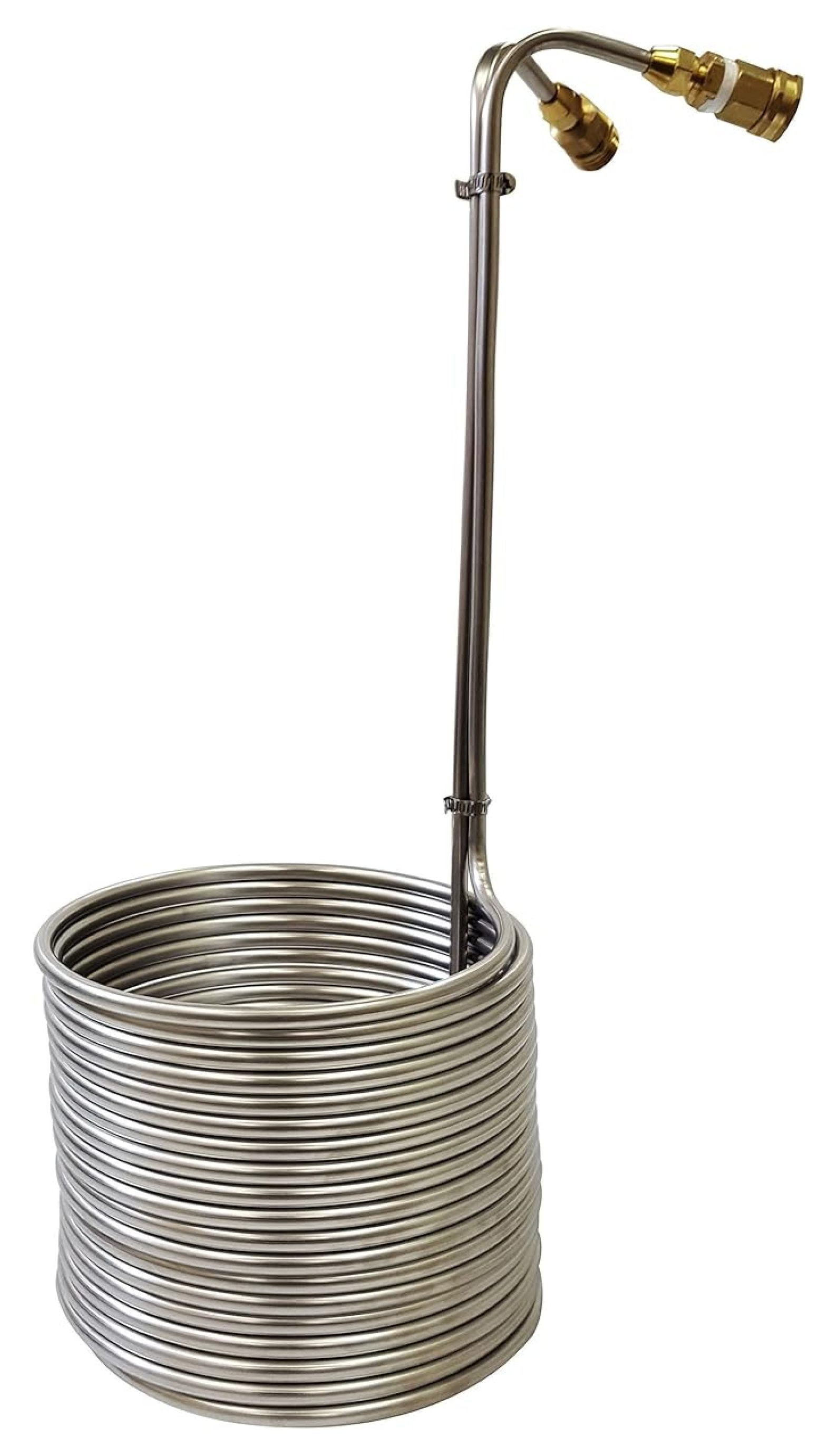 Stainless Wort Chiller - 3/8" x 50' Immersion Chiller with Garden Hose ...