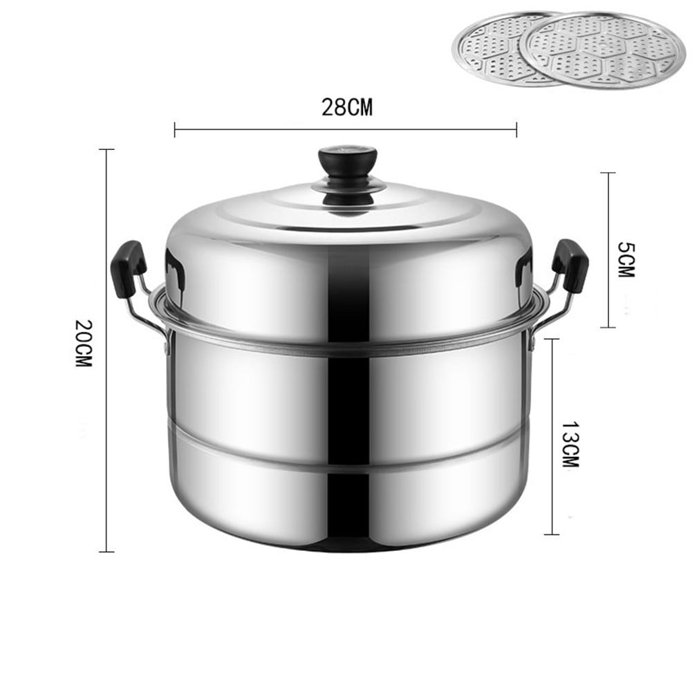 Stainless steel 2-Tier steamer:suitable for induction cookers,gas ...
