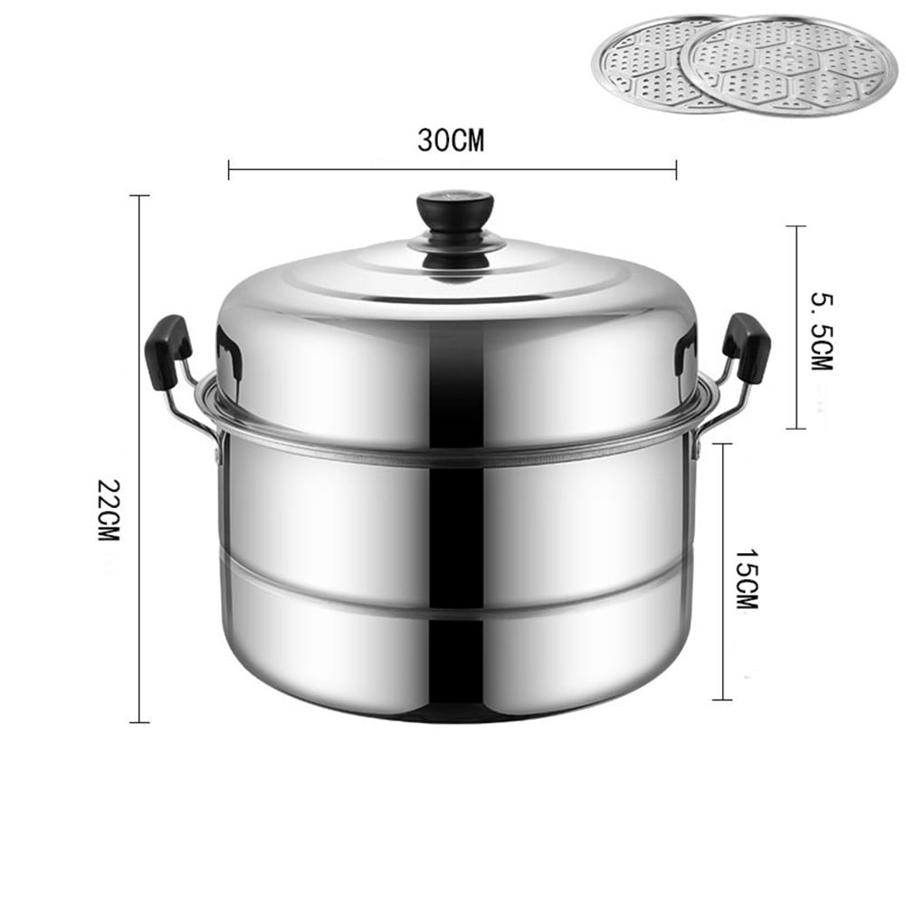 Stainless steel 2-Tier steamer:suitable for induction cookers,gas ...