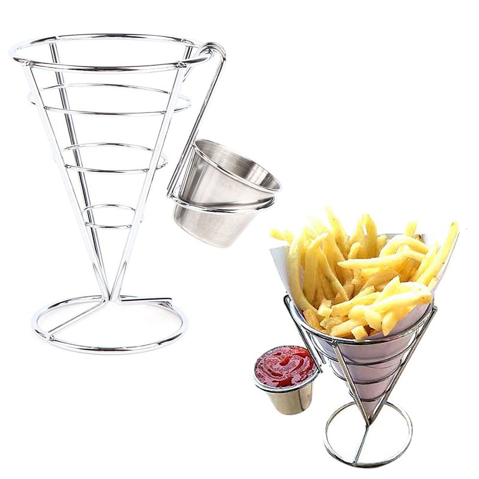 Stainless steel French Fry Stand Cone Basket Holder for Fries Fish and ...