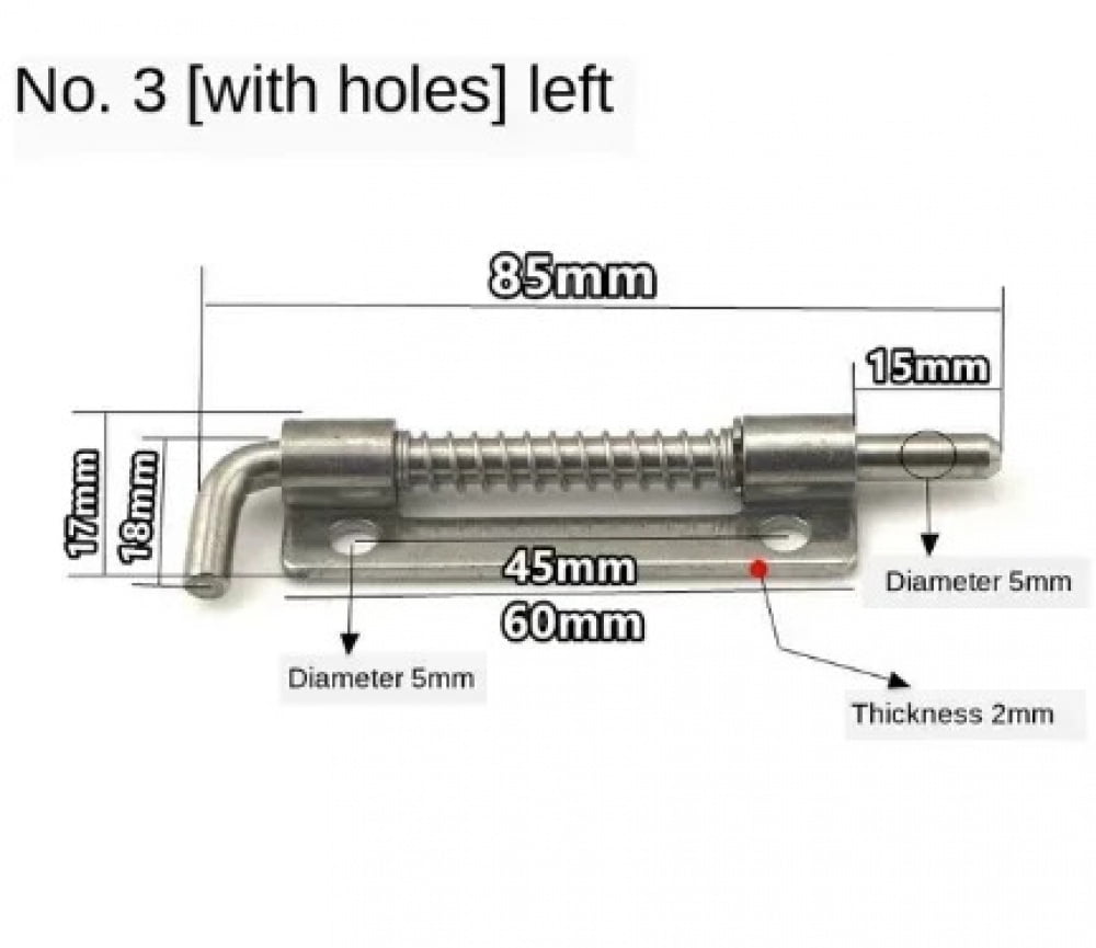 Stainless steel Spring Loaded Metal Security Barrel Bolt Latch Silver ...
