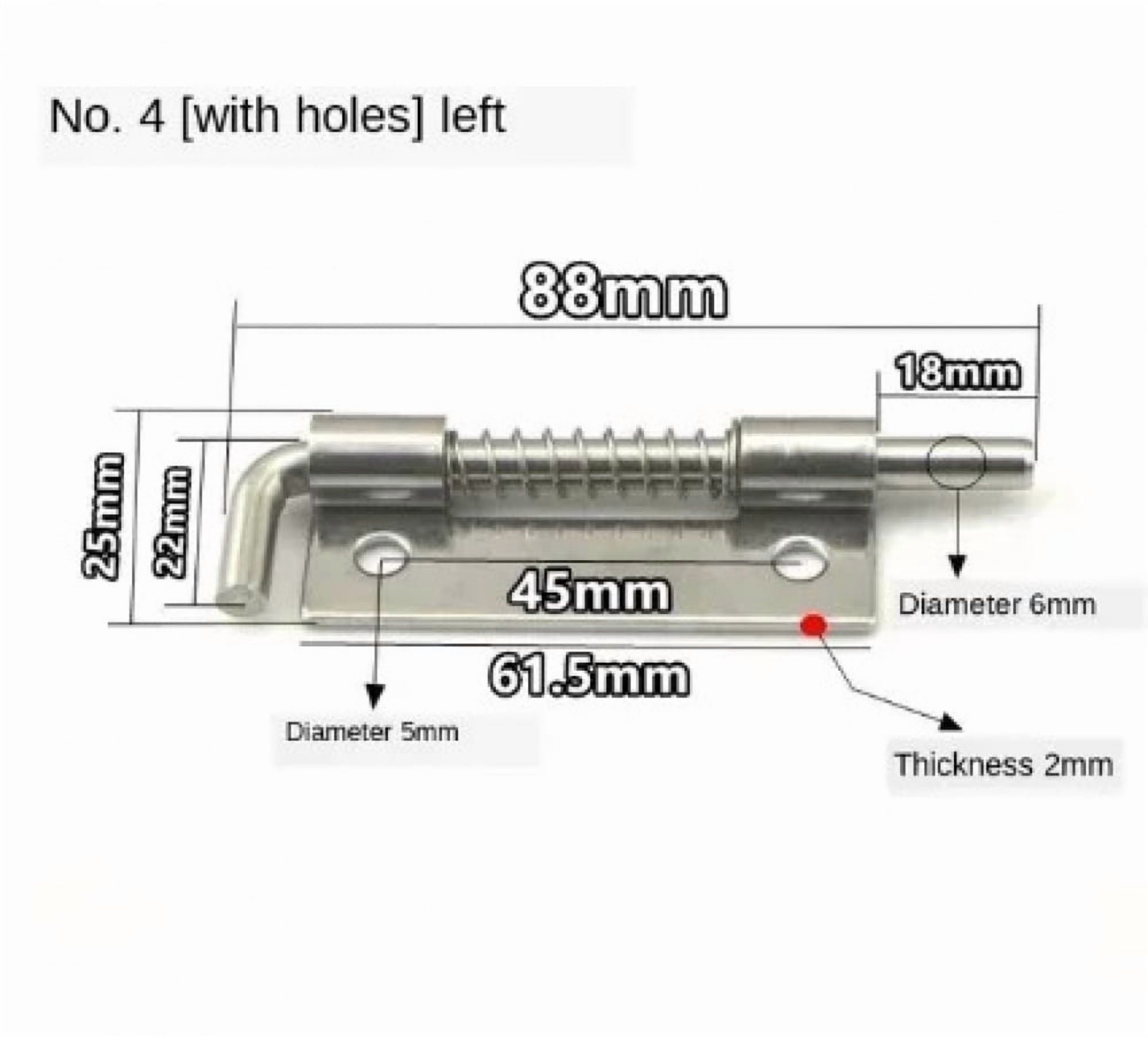 Stainless steel Spring Loaded Metal Security Barrel Bolt Latch Silver ...