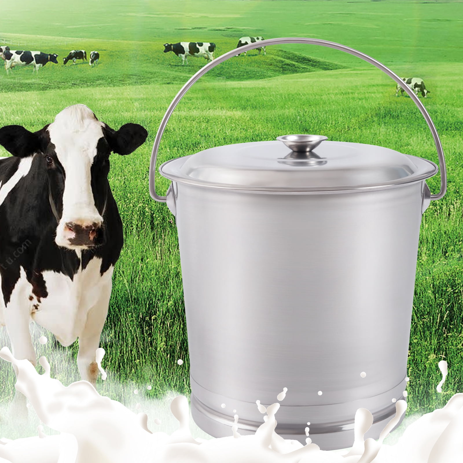 Stainless steel bucket with 14litre total volume, polished stainless ...