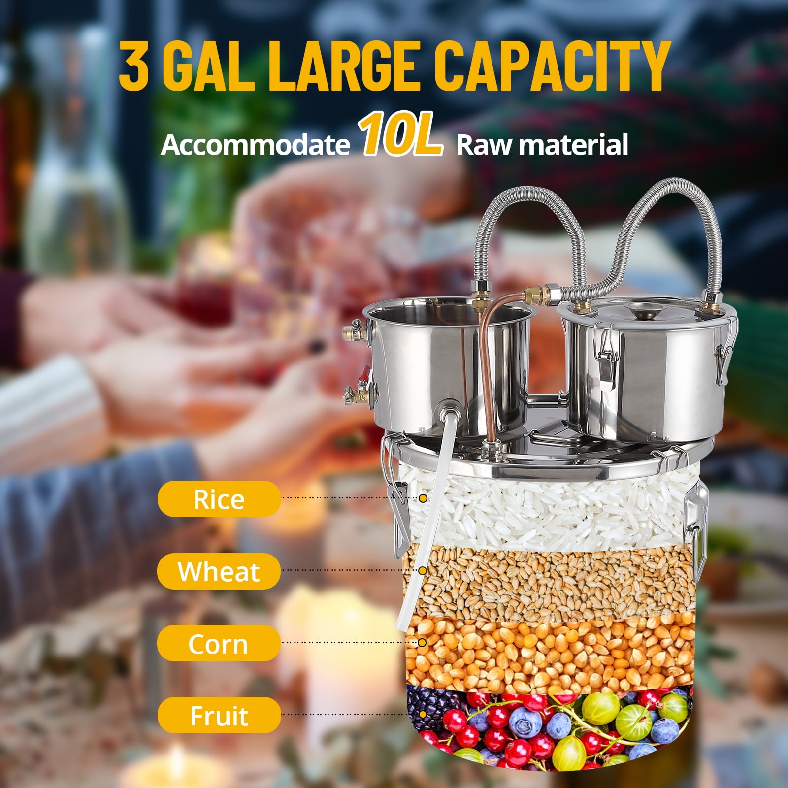 Stainless steel double cooling alcohol distiller double cooling 3 ...