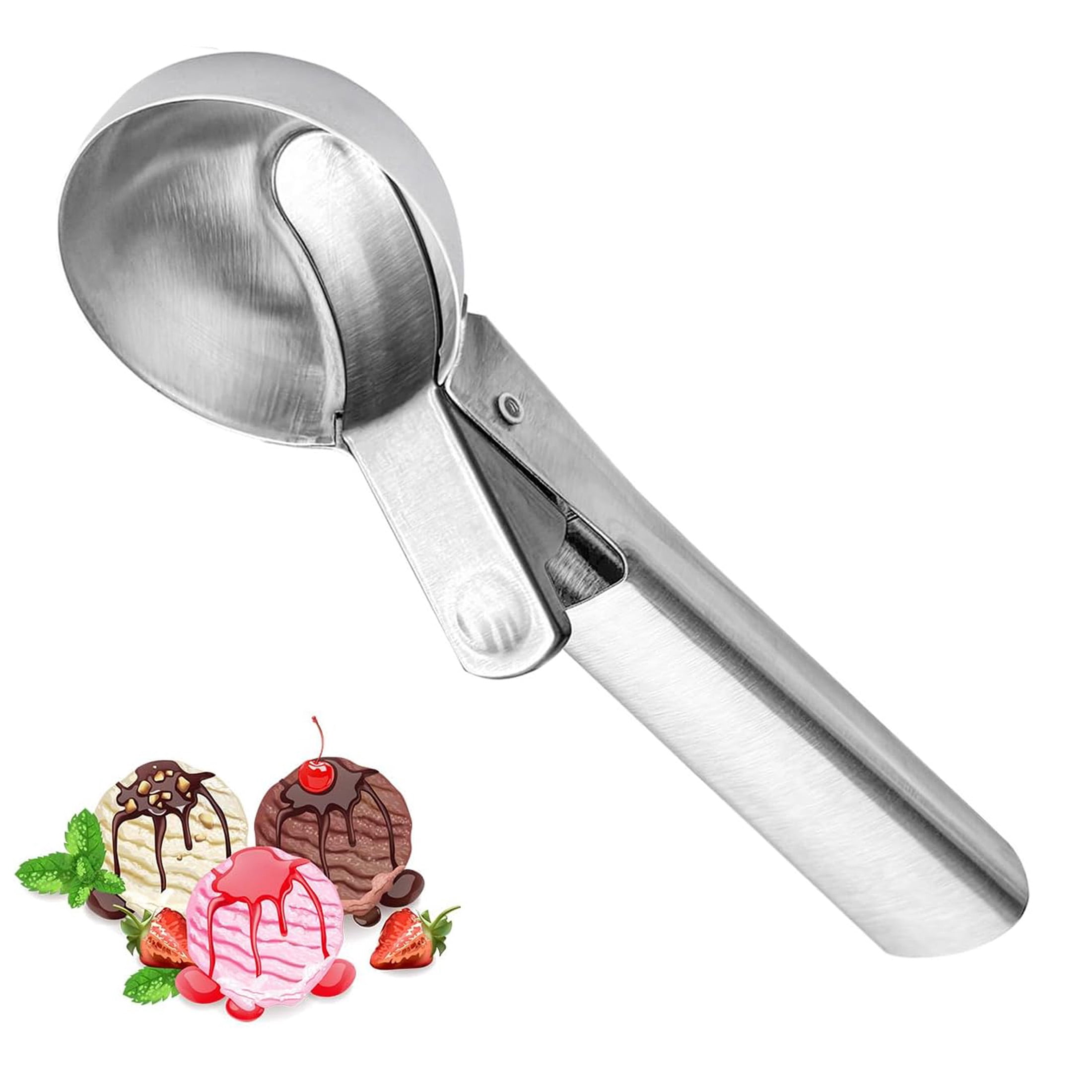 Stainless steel ice cream scoop with trigger release, ergonomic handle ...
