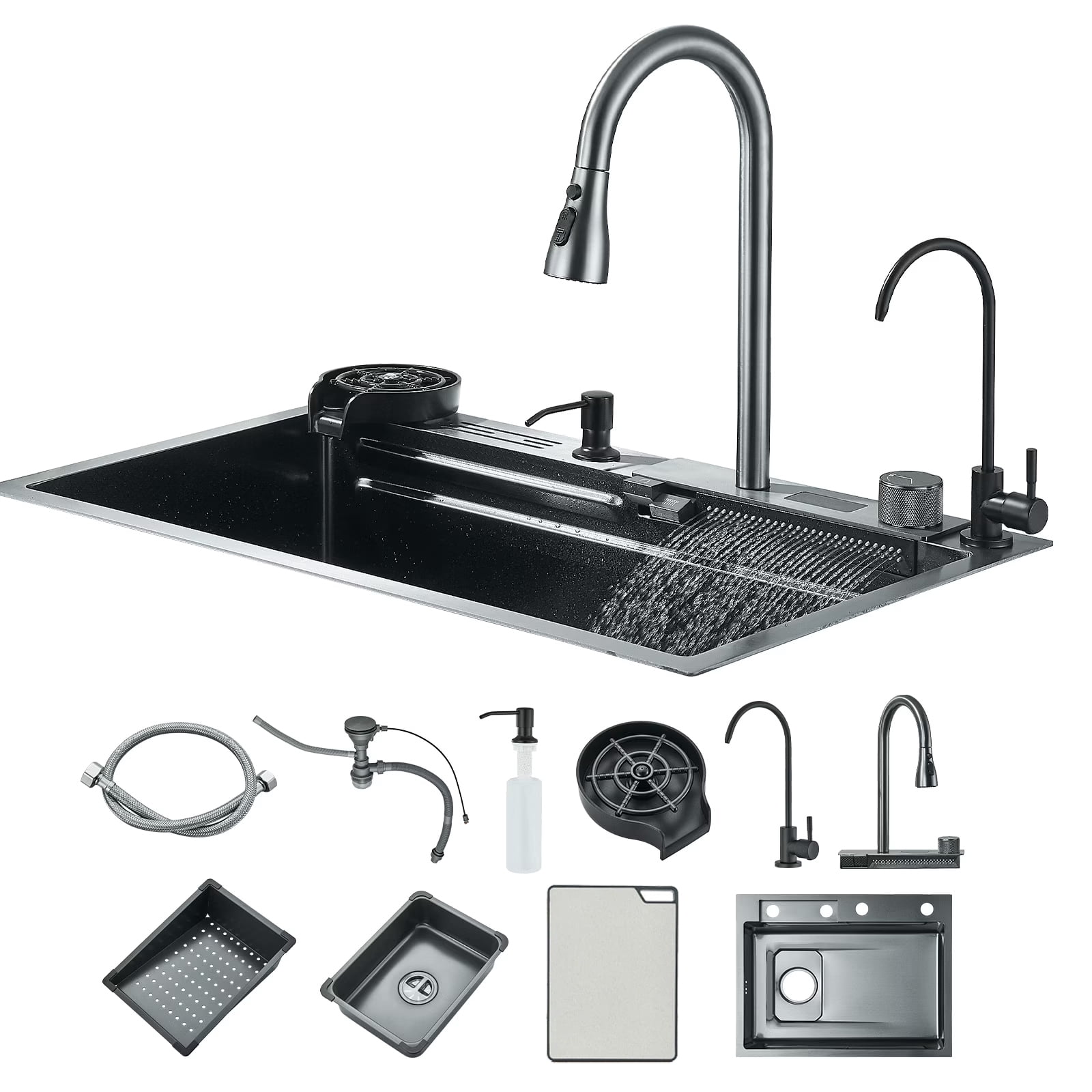Zovajonia Stainless Steel Kitchen sink With LED Digital Display 29"x17 ...