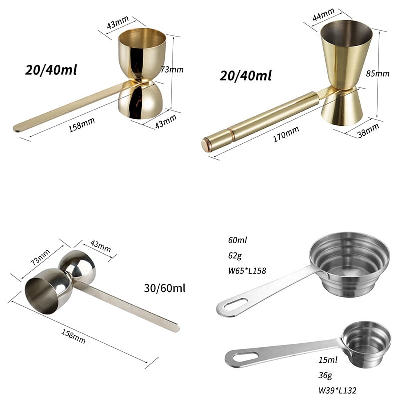 Stainless steel measuring cup curling double-headed wine measuring ...