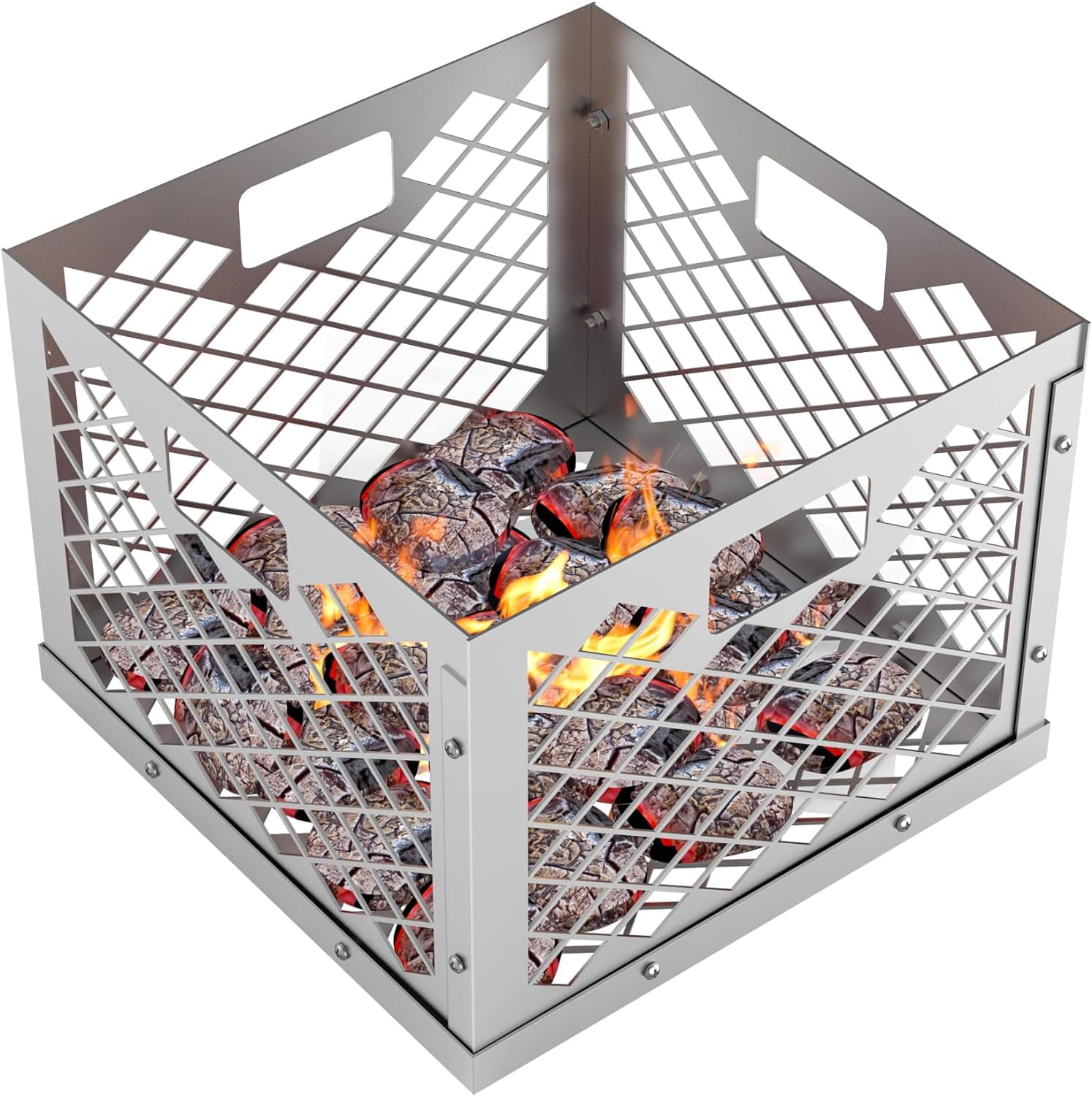 Stainless steel offset smoker charcoal firebox basket silver charcoal ...
