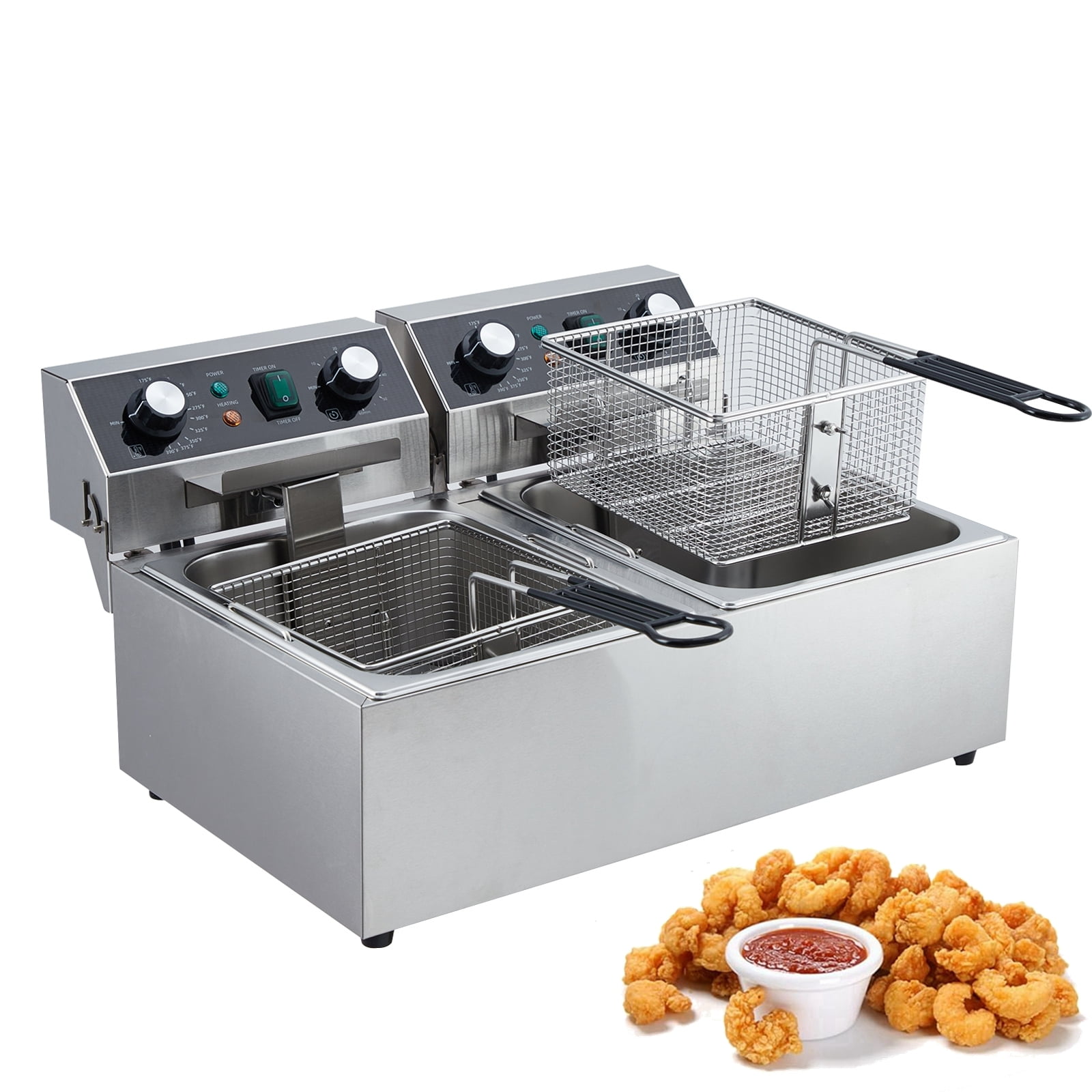 Aoile 21 Qt Electric Deep Fryer with Timer, Countertop Oil Fryer with 2 ...